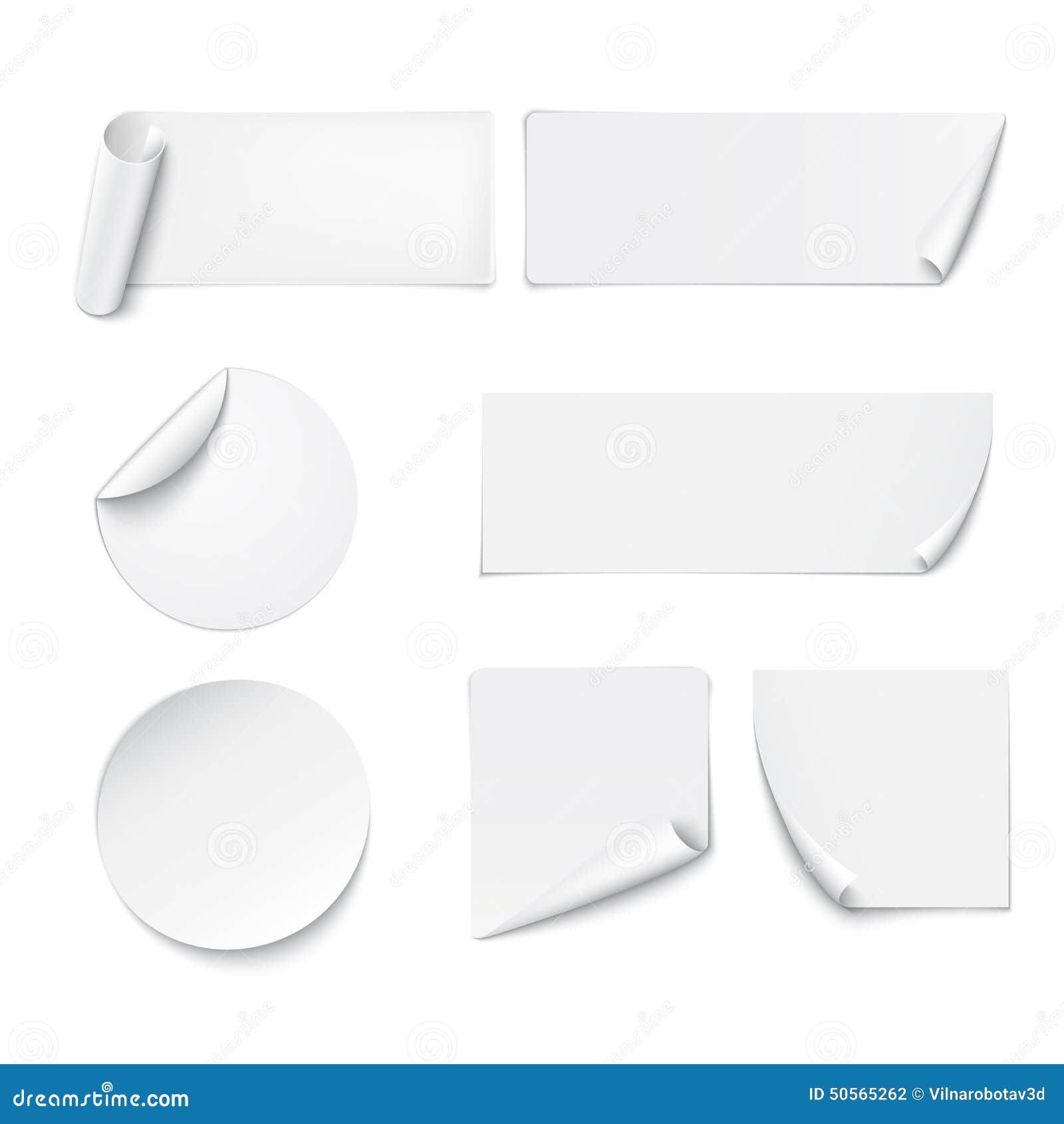 Set of White Paper Stickers Stock Vector - Illustration of bent, label ...