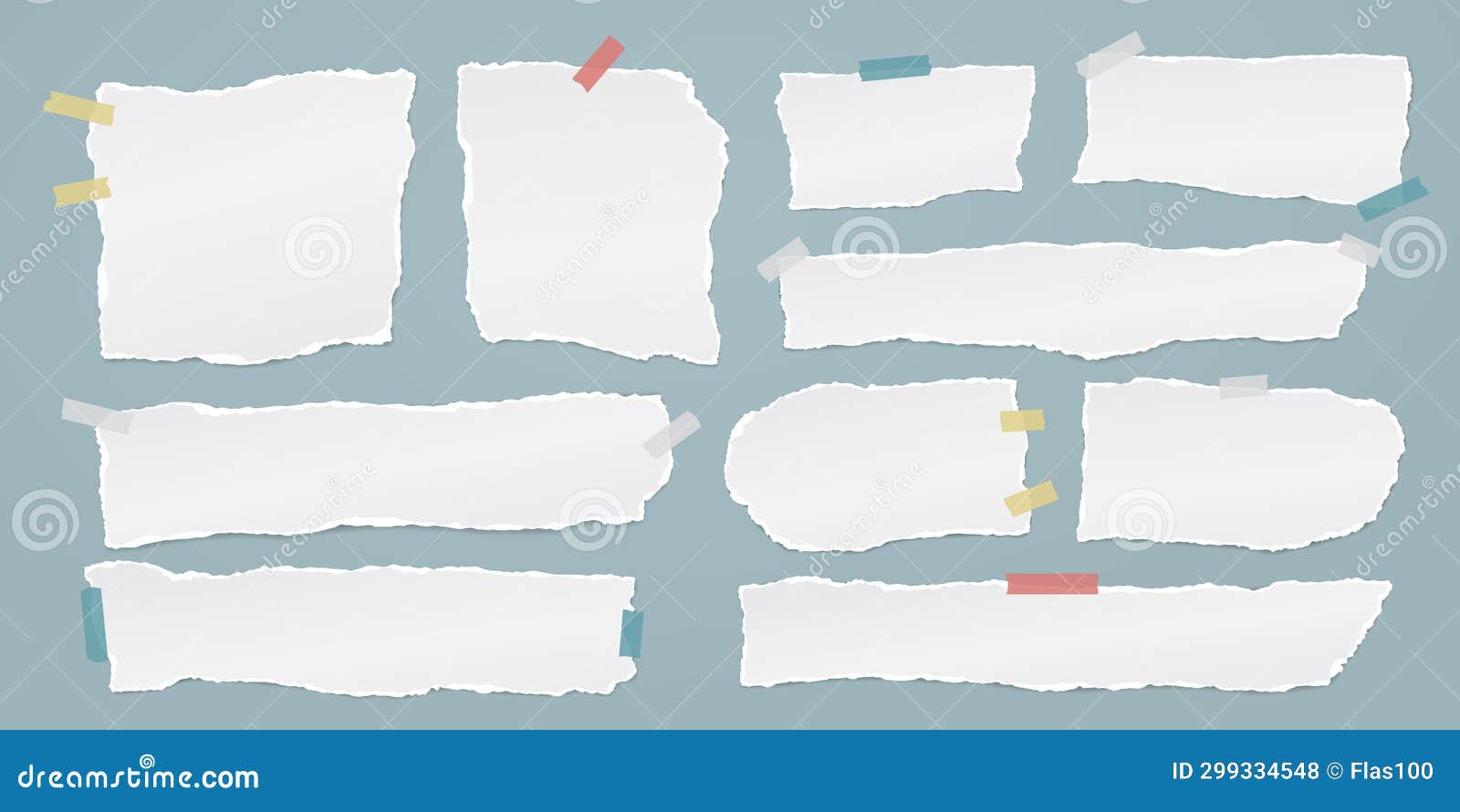 Set of White Paper Strips. Notebook Sheet with Colorful Adhesive Type ...