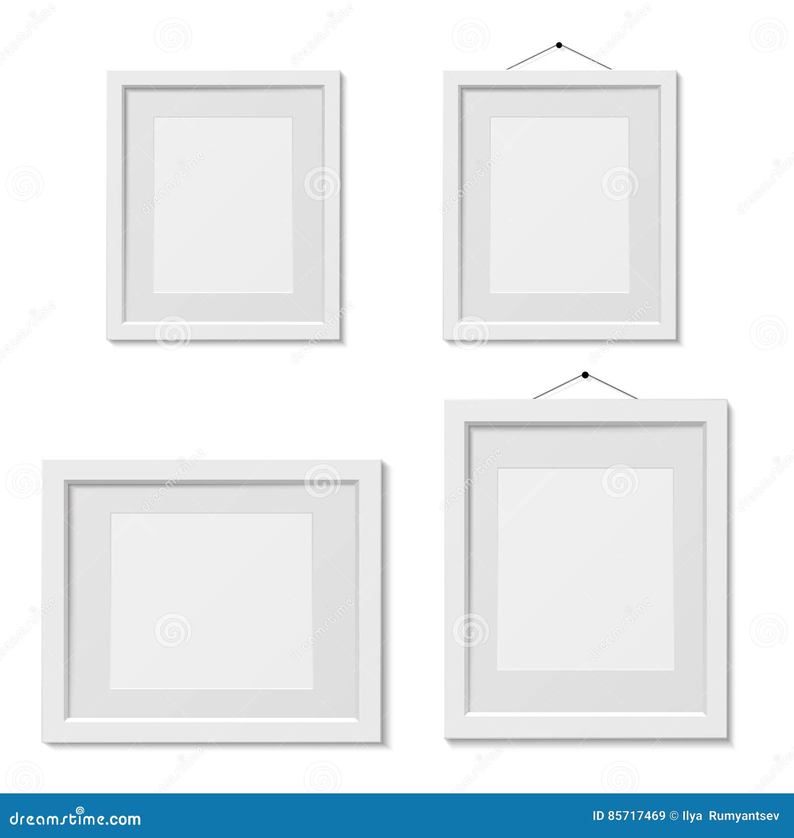 Set of White Picture Frame Template, Isolated Stock Vector ...