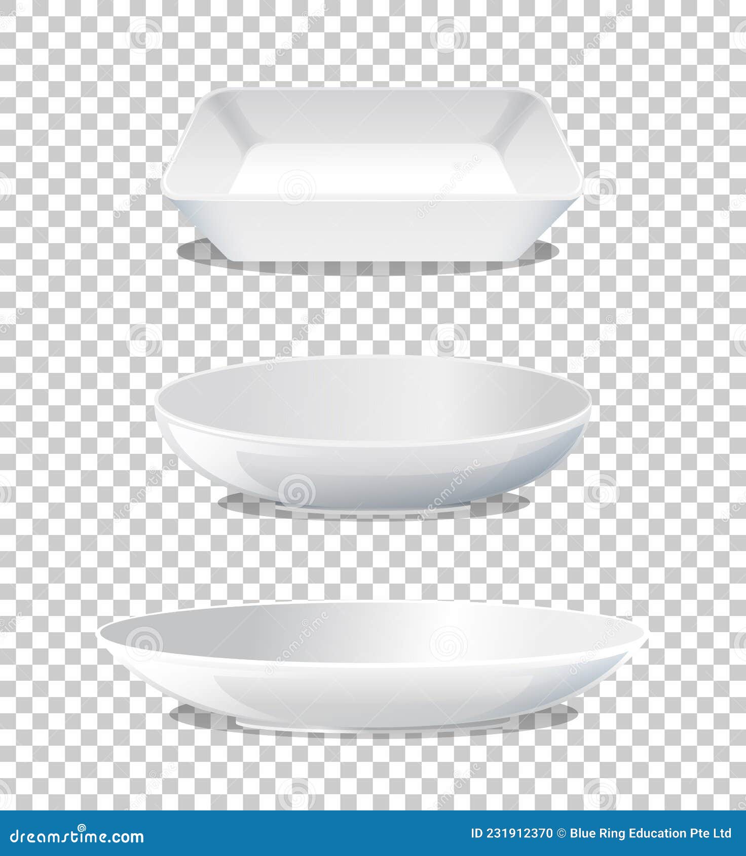 Set of White Plain Plate Side View Stock Vector - Illustration of ...