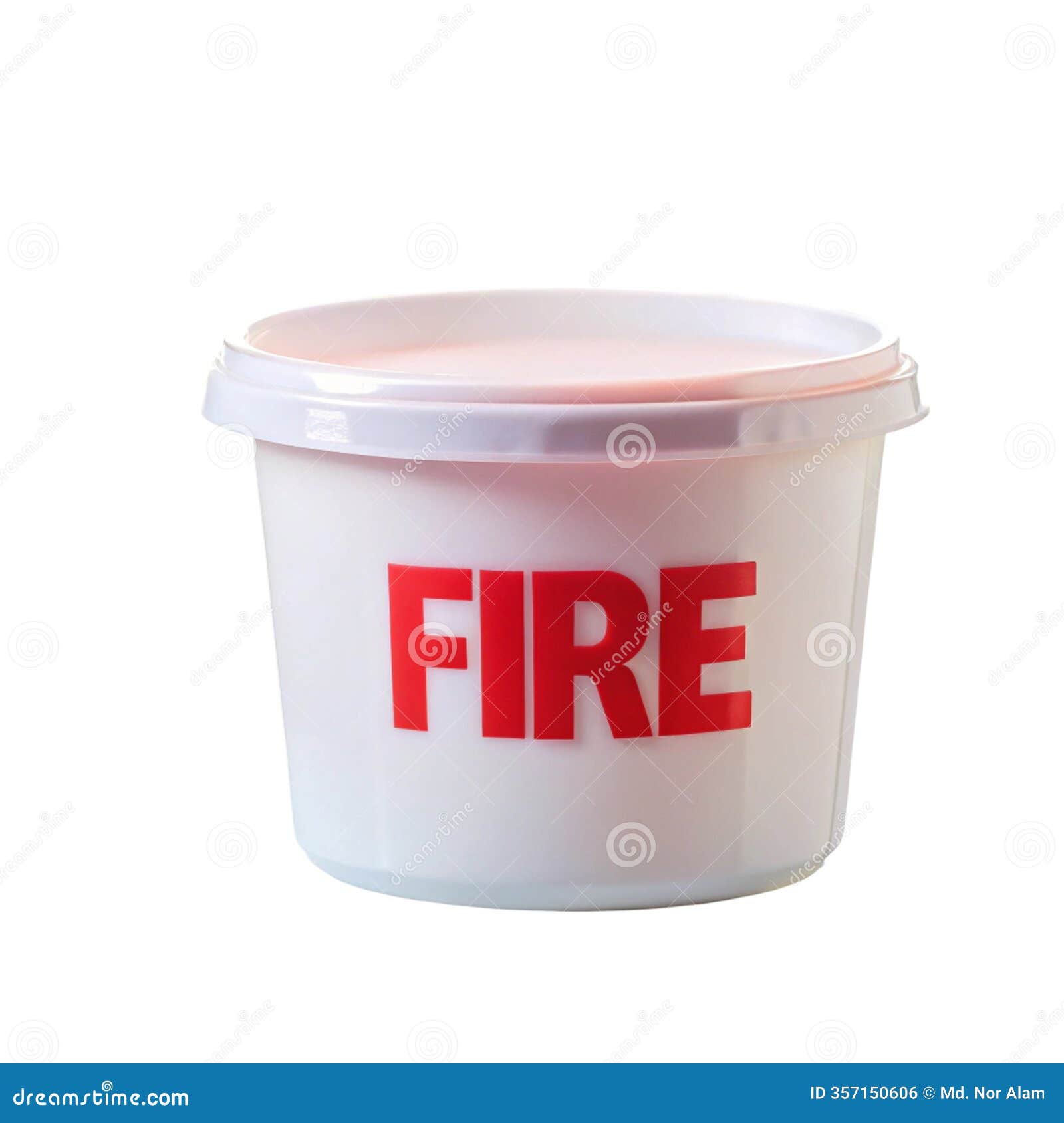 White Plastic Containers with the Word "Fire" Isolated on White ...