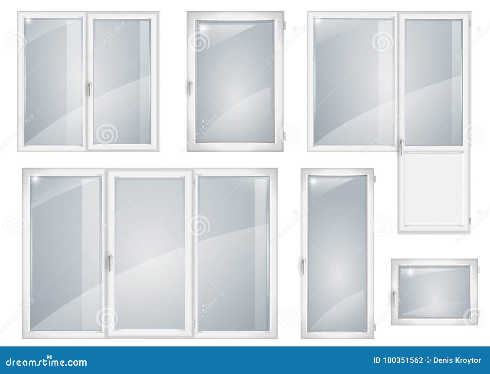 Set of White Plastic Windows Stock Vector - Illustration of narrow ...