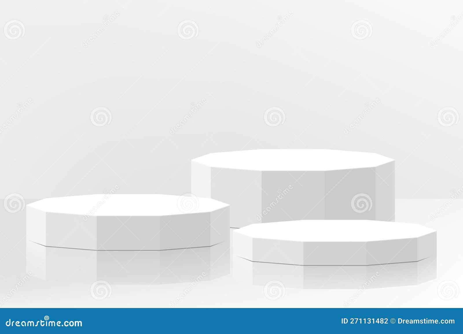 Set Of White Podiums Of Different Shapes. Showroom Pedestals, Floor ...