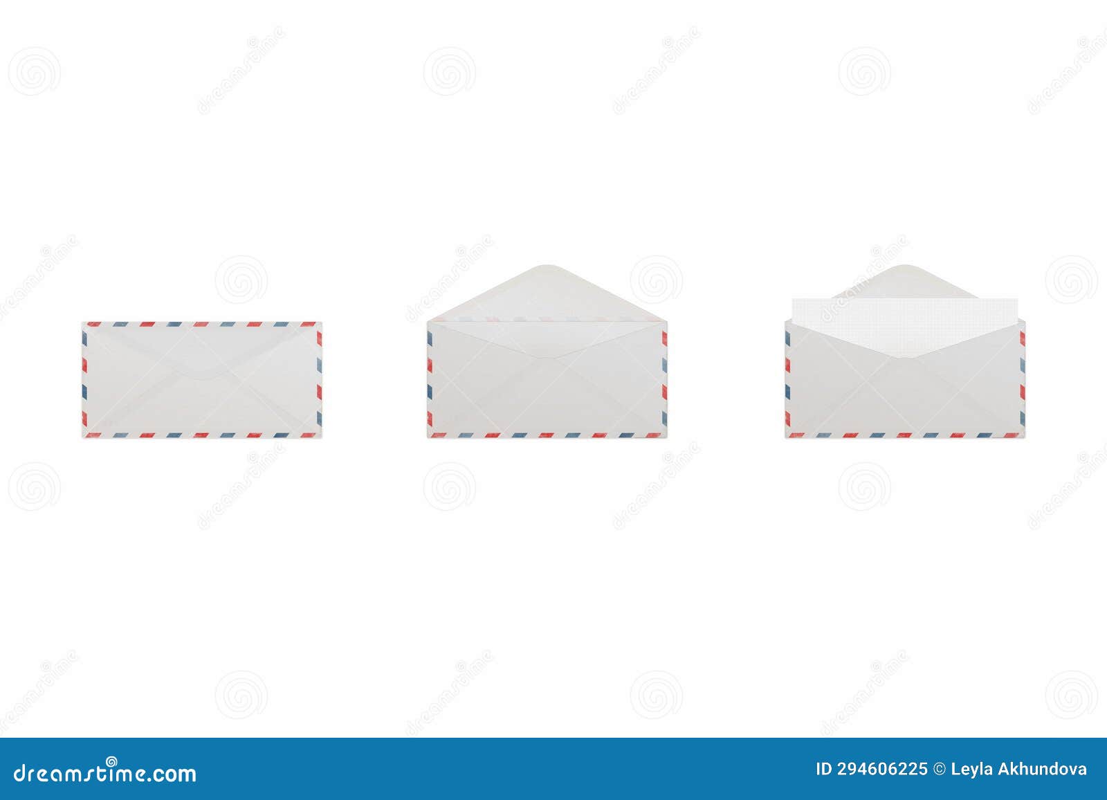 A Set of White Postal Envelopes (sealed, Empty and with Blank Paper ...