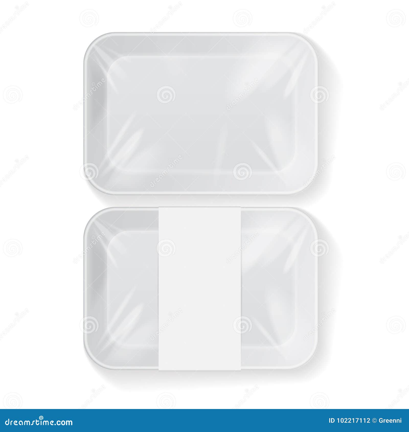 Set of White Rectangle Blank Styrofoam Plastic Food Tray Container ...