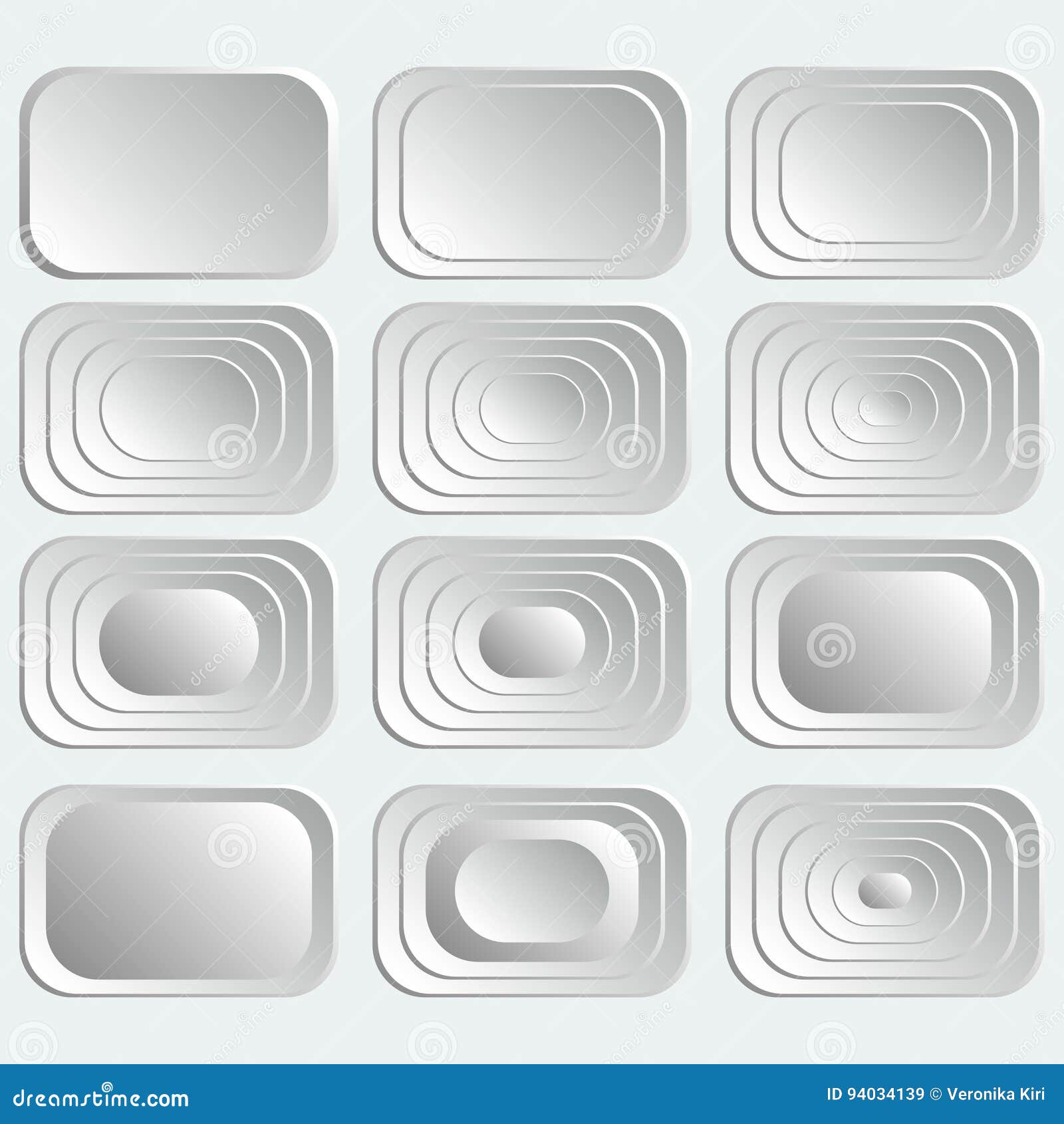 Set of White Rectangular Buttons . Stock Illustration - Illustration of ...