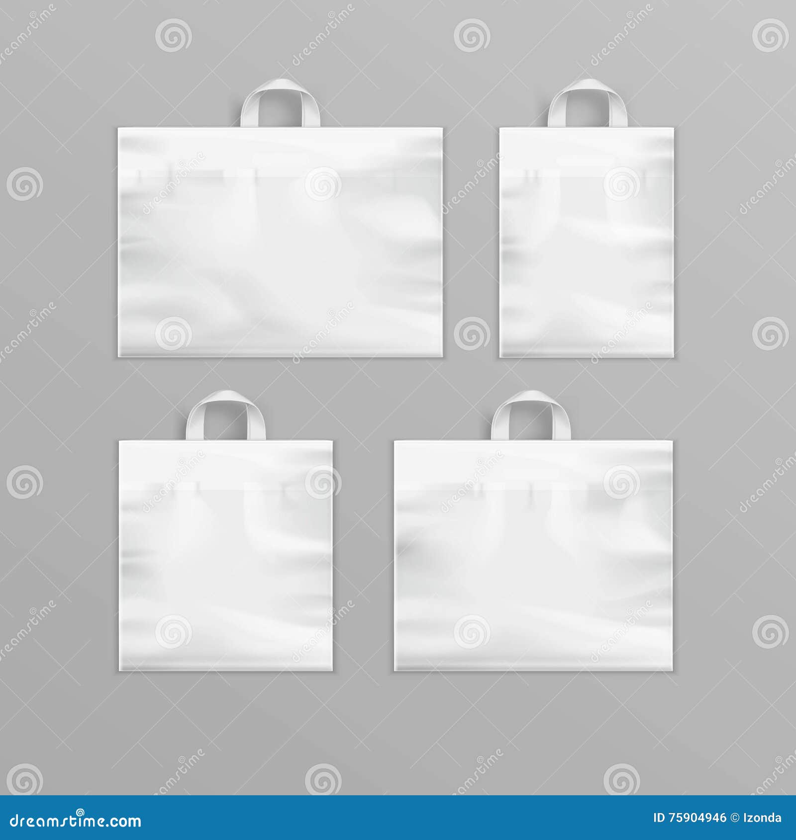 Set of White Reusable Plastic Shopping Bags Stock Vector - Illustration ...