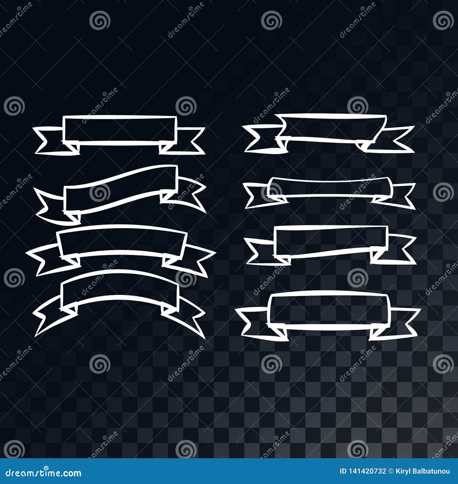 A Set of White Ribbons, Signboards of Different Shapes on a Translucent ...