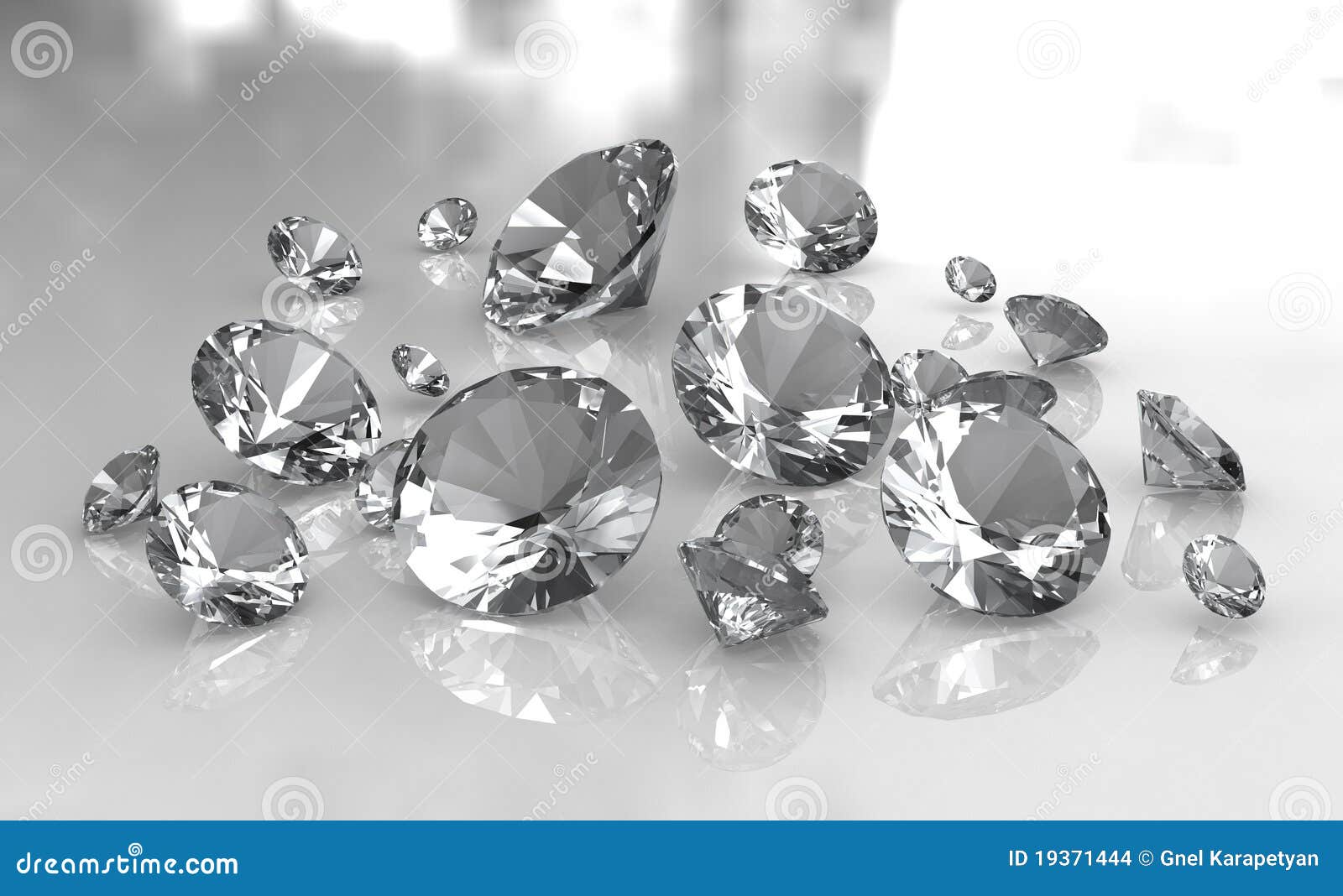 Round Diamonds Placed On Stone With Caustic Flare Black Background 3d ...