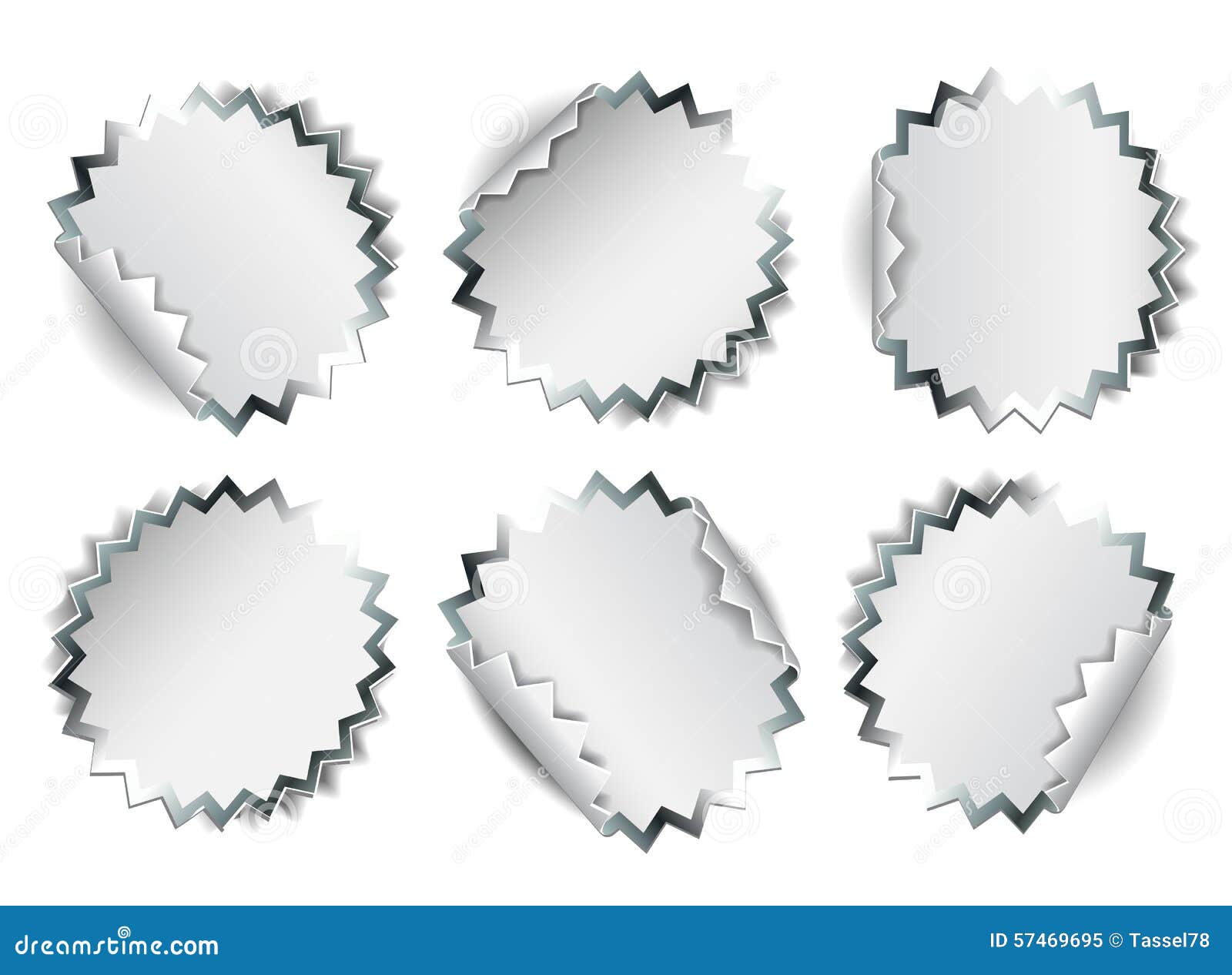 Set of White Round Promotional Stickers Stock Vector - Illustration of ...