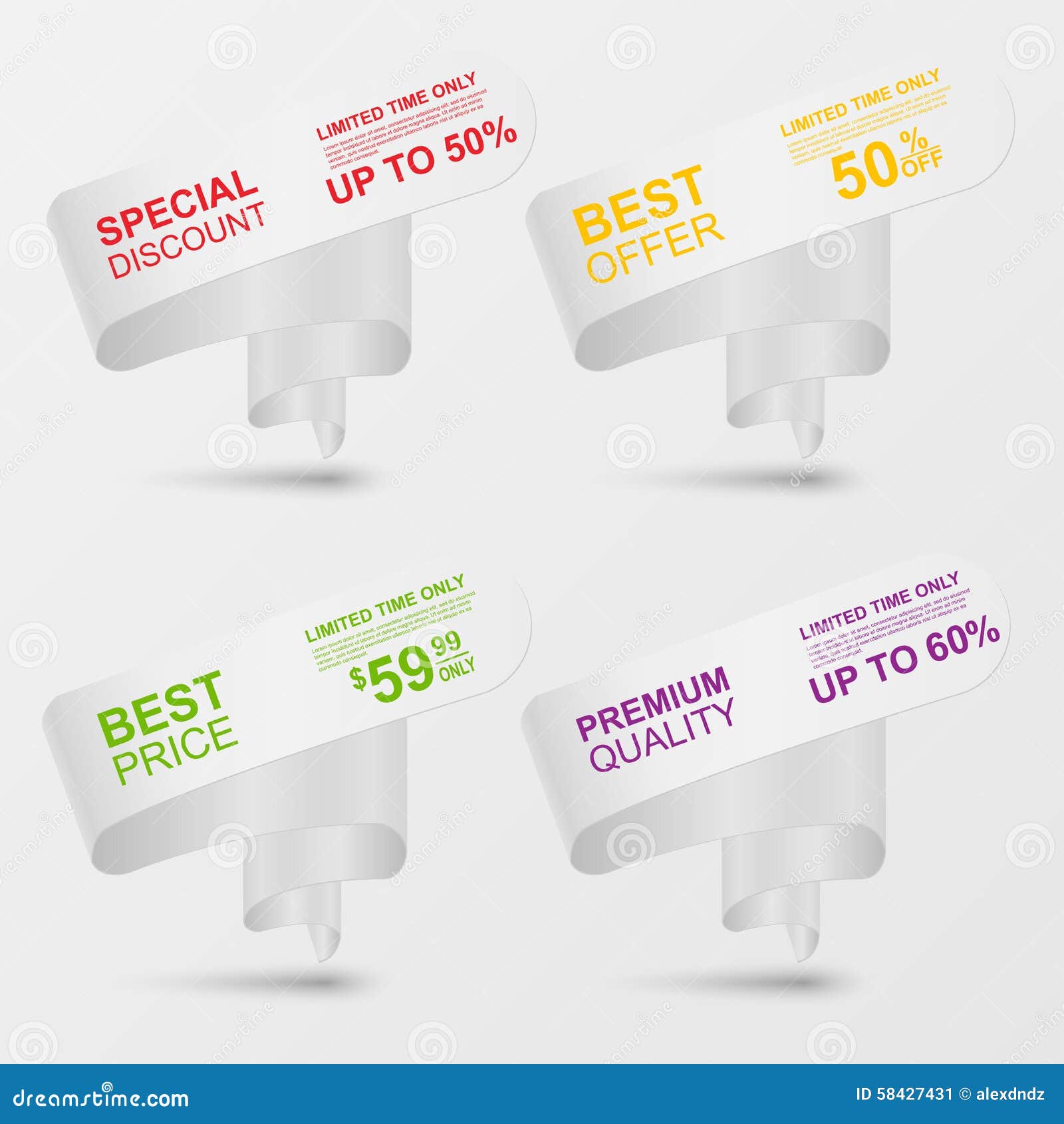 Set of White Sale Banner on White Background Stock Vector ...