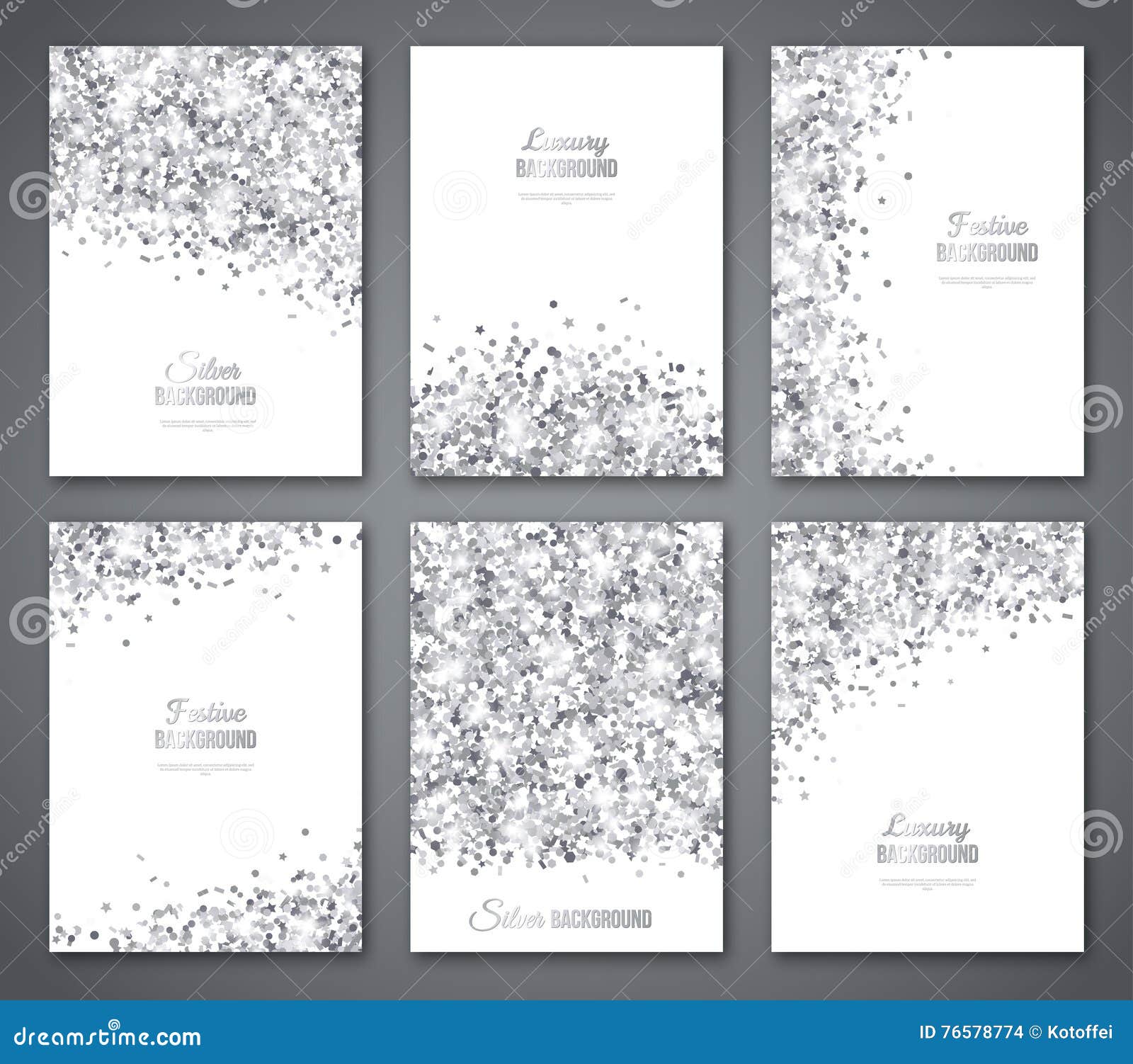 Set of White and Silver Banners Stock Vector - Illustration of glitter ...