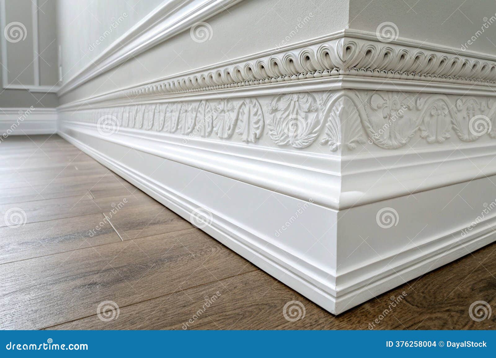 White Skirting Baseboard Molding. Ceiling Crown Isolated From ...