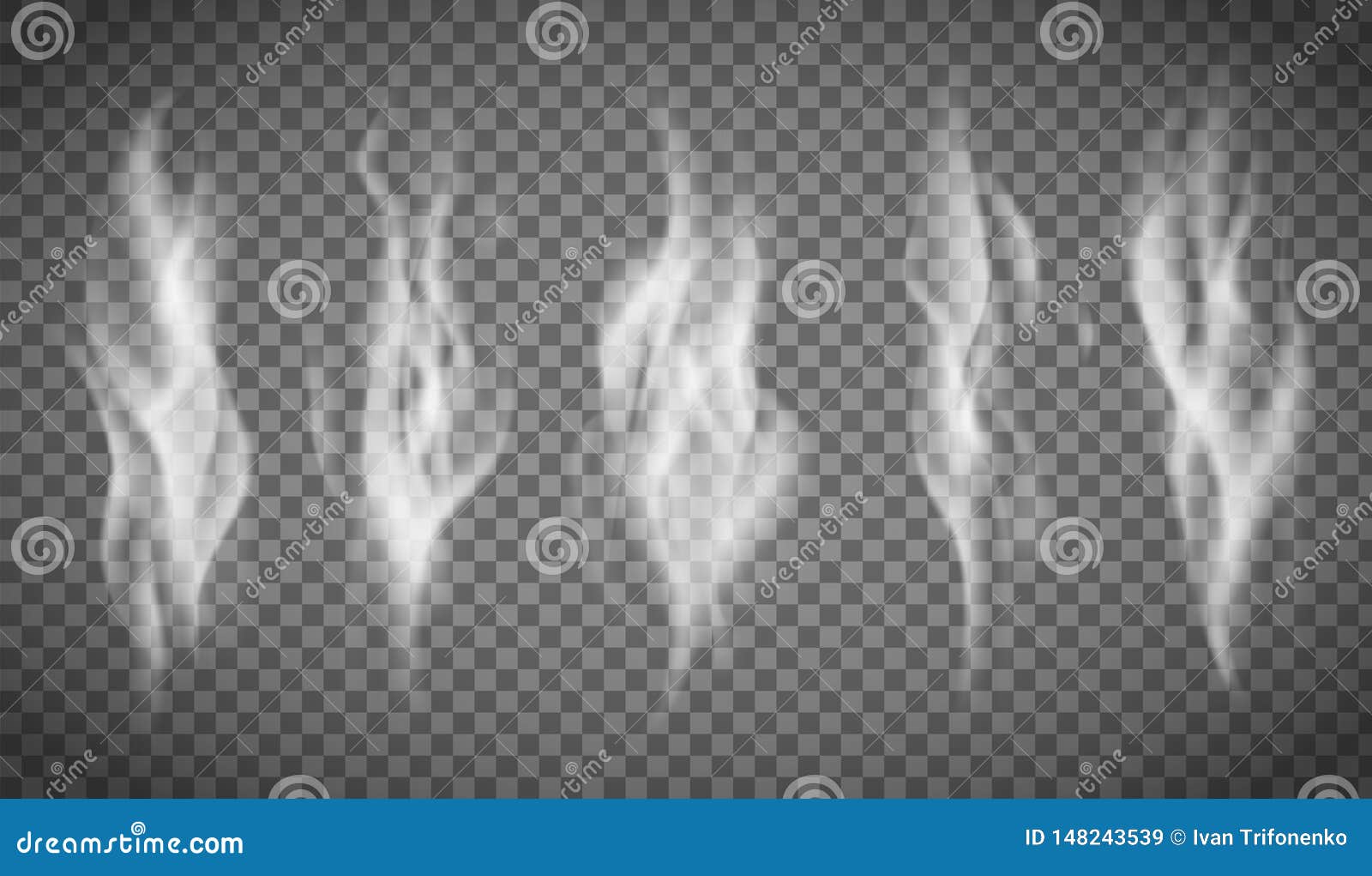 Set of White Smoke Texture. Isolated on a Transparent Background Stock ...