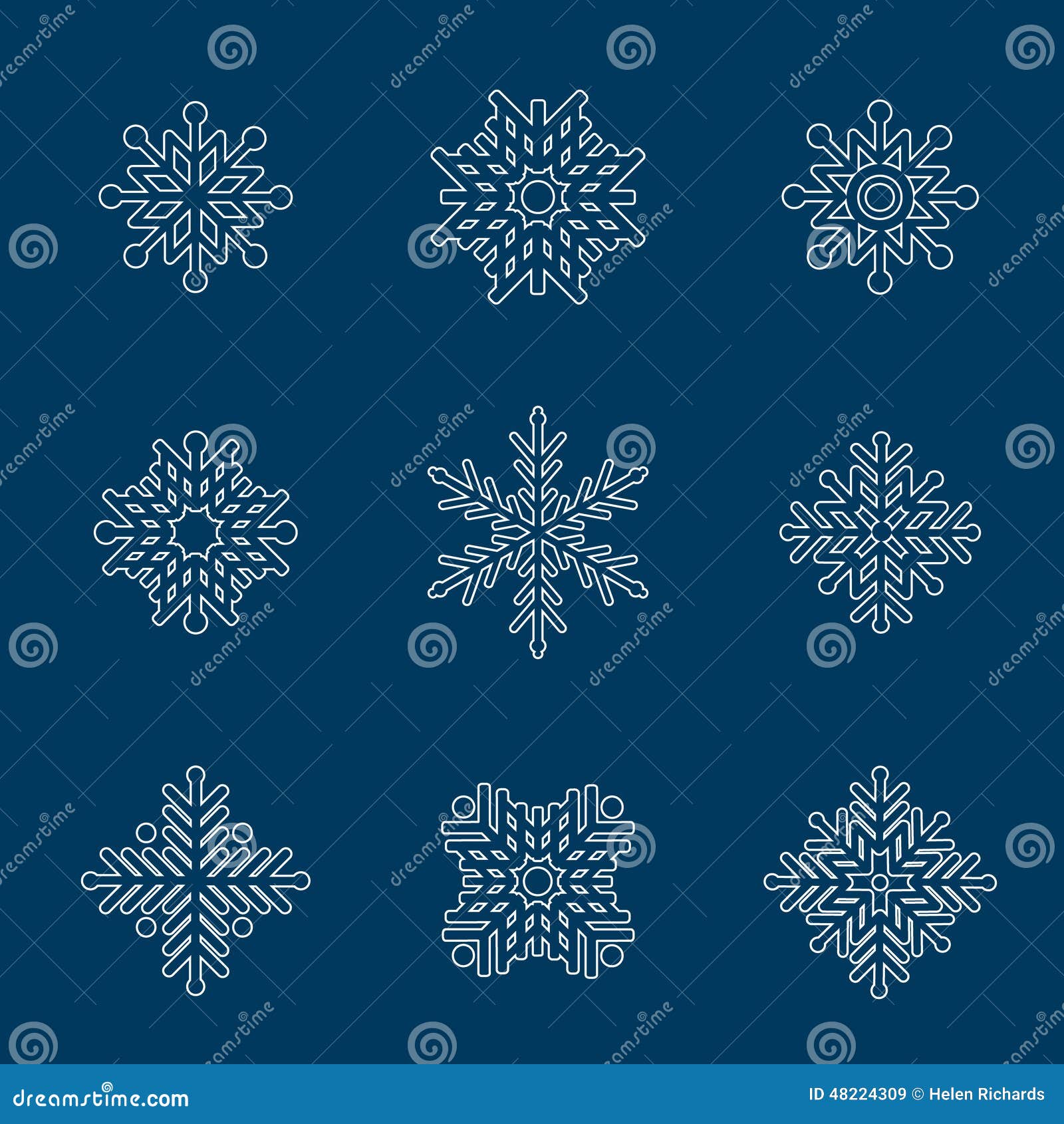 Set of white snowflake stock vector. Illustration of cold - 48224309