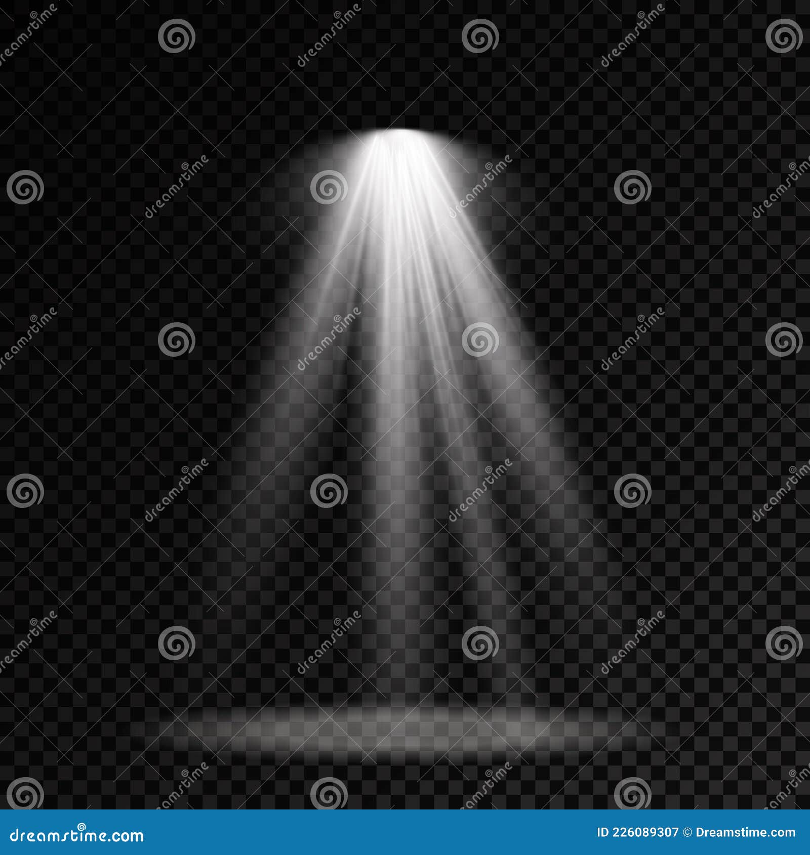 Set Of White Spotlight, Projector Light Effect. Cartoon Vector ...