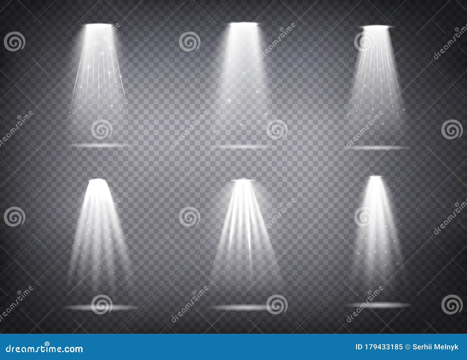 Set of the white spotlight stock vector. Illustration of layout - 179433185