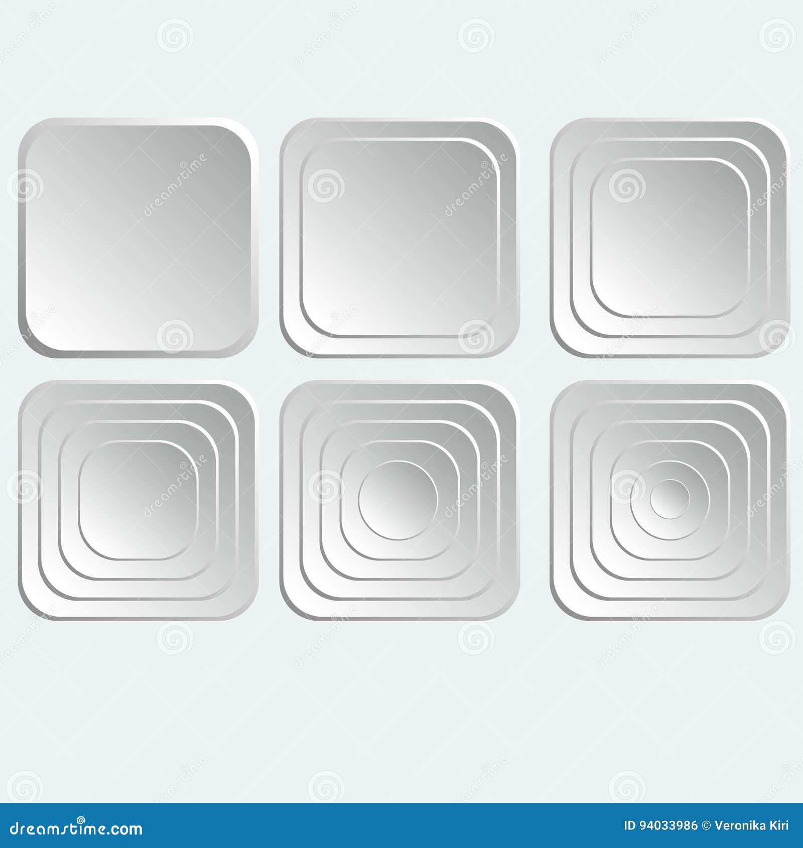 Set of White Square Buttons . Stock Illustration - Illustration of ...