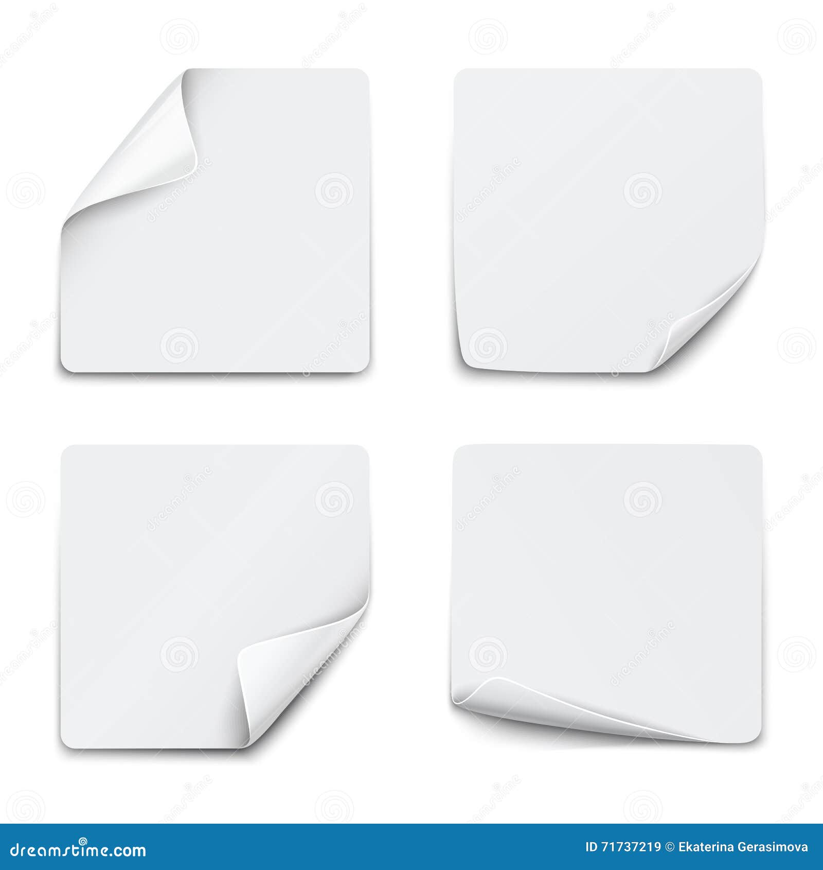 Set of White Square Paper Stickers on White Background Stock Vector ...