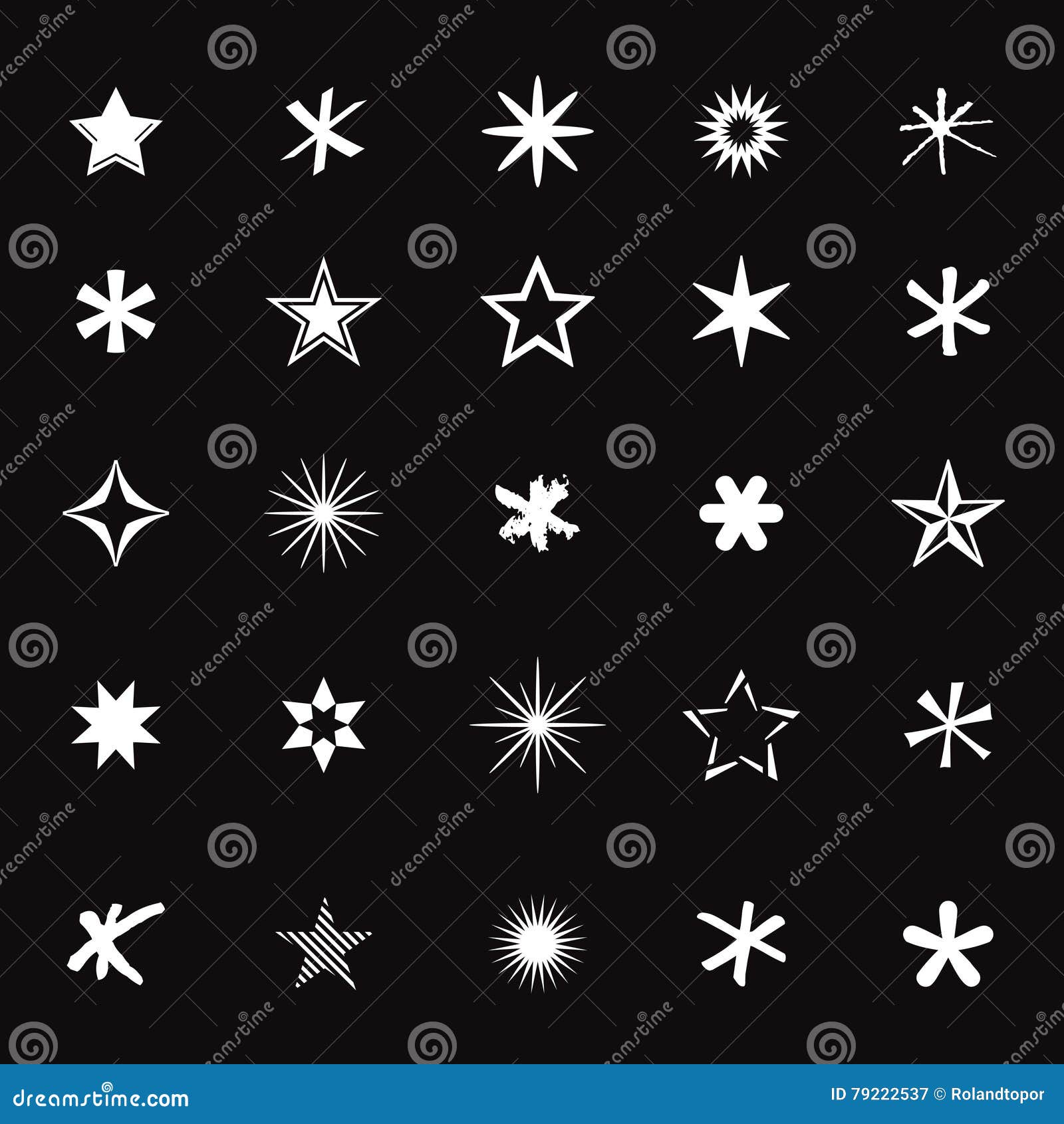 Set of White Stars. Vector Illustration Stock Illustration ...