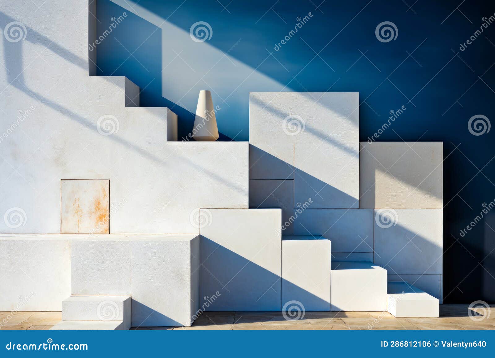 Set of White Steps with Blue Wall in the Background. Generative AI ...