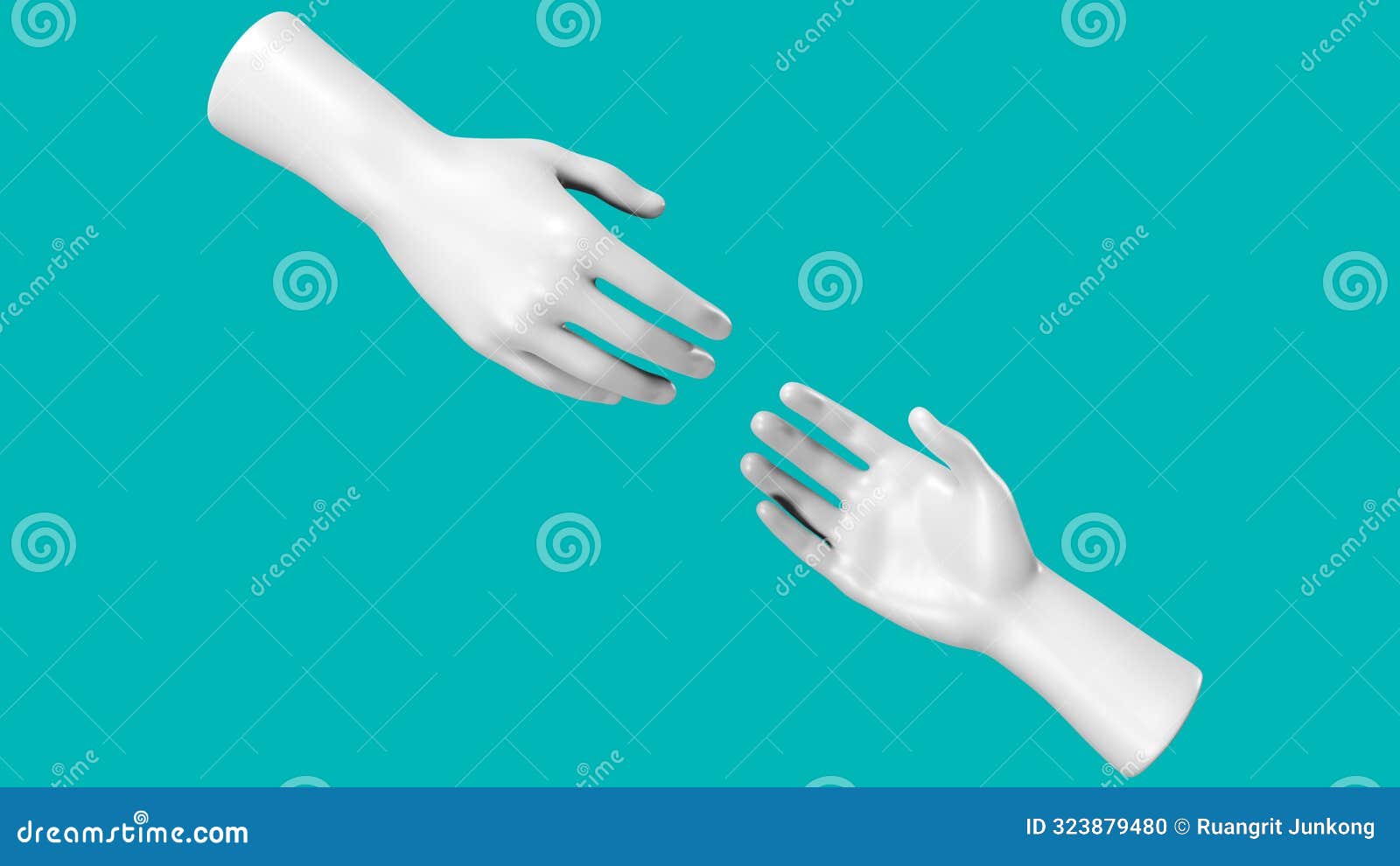 Set of White Stone Statue Handshake, Clipping Path, 3d Render Stock ...