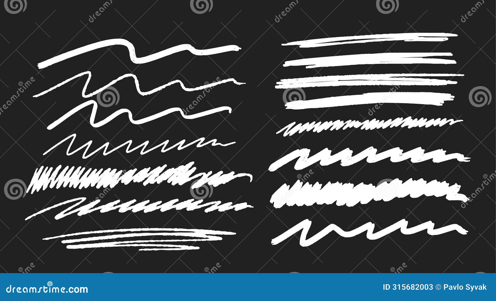 Set Of Strikethrough Underlines. Brush Stroke Markers Collection ...