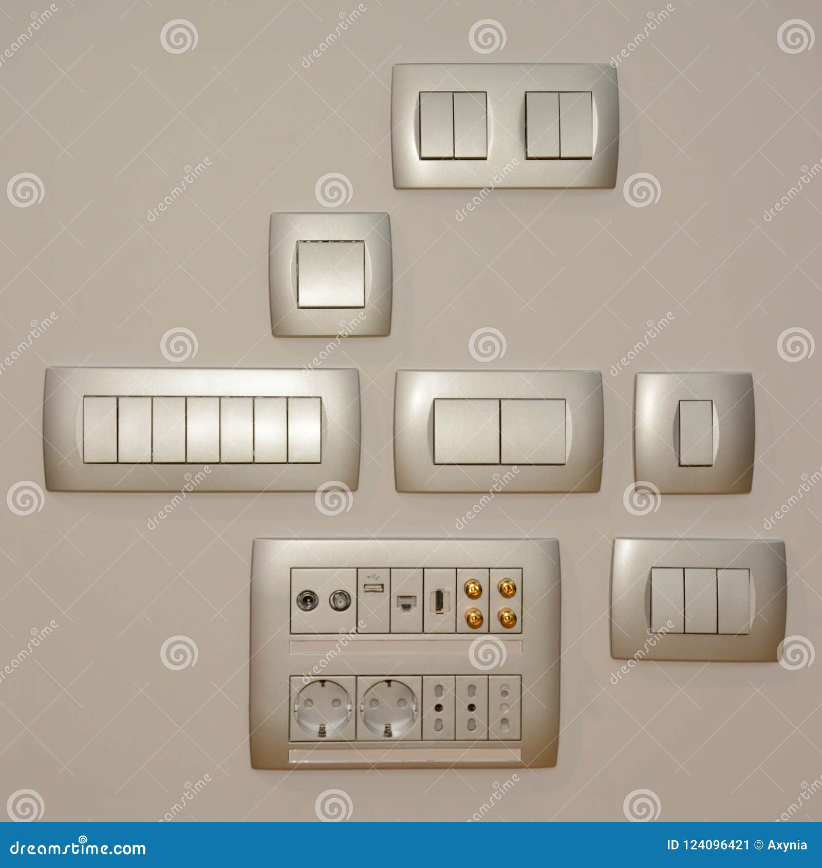 Set of White Switches White Modern Style Closeup for Design Stock Image ...