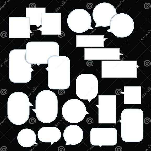 Set of White Talking Paper Signs Stock Illustration - Illustration of ...