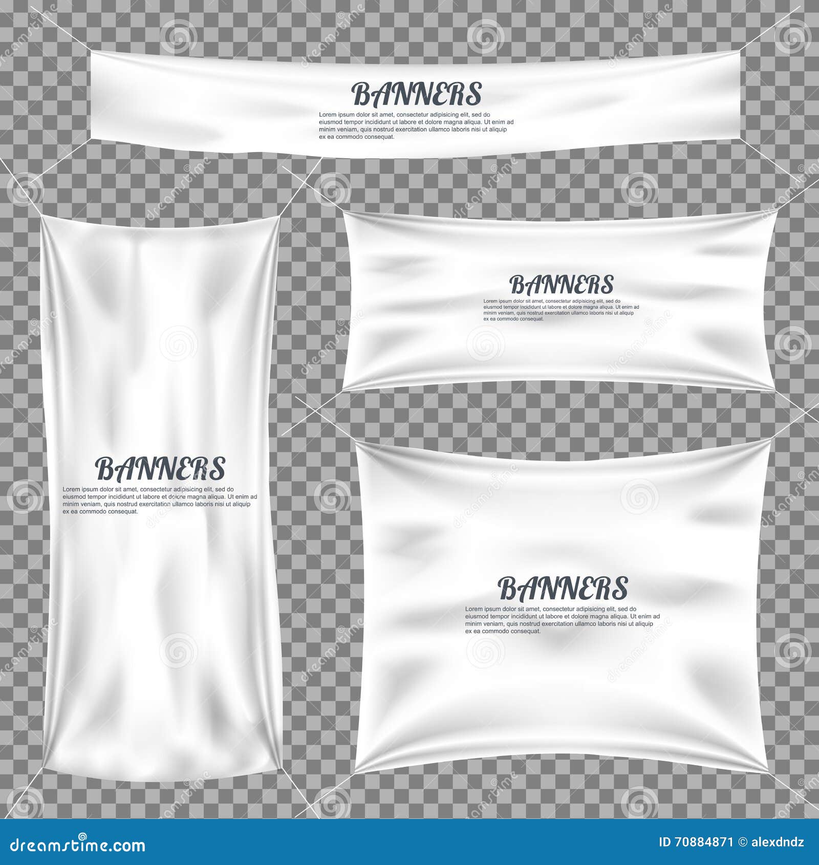 Set of White Textile Banners with Folds Template Stock Vector ...