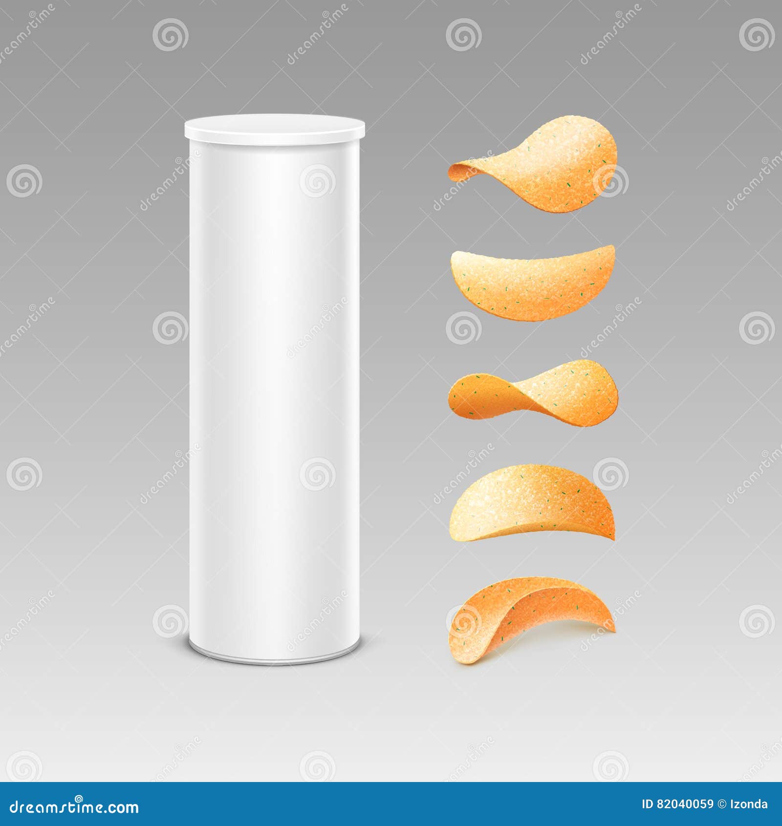 Set of White Tin Box Tube with Potato Chips Stock Vector - Illustration ...