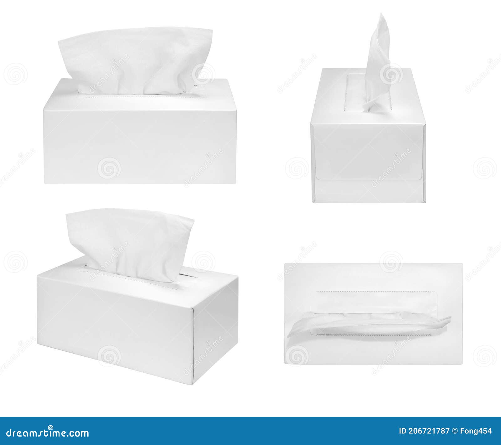 Set of White Tissue Box Blank Label and No Text for Mock Up Packaging ...