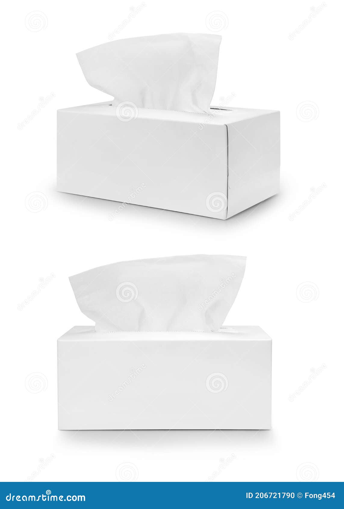 Set Of White Tissue Box Blank Label And No Text For Mock Up Packaging Isolated On White With