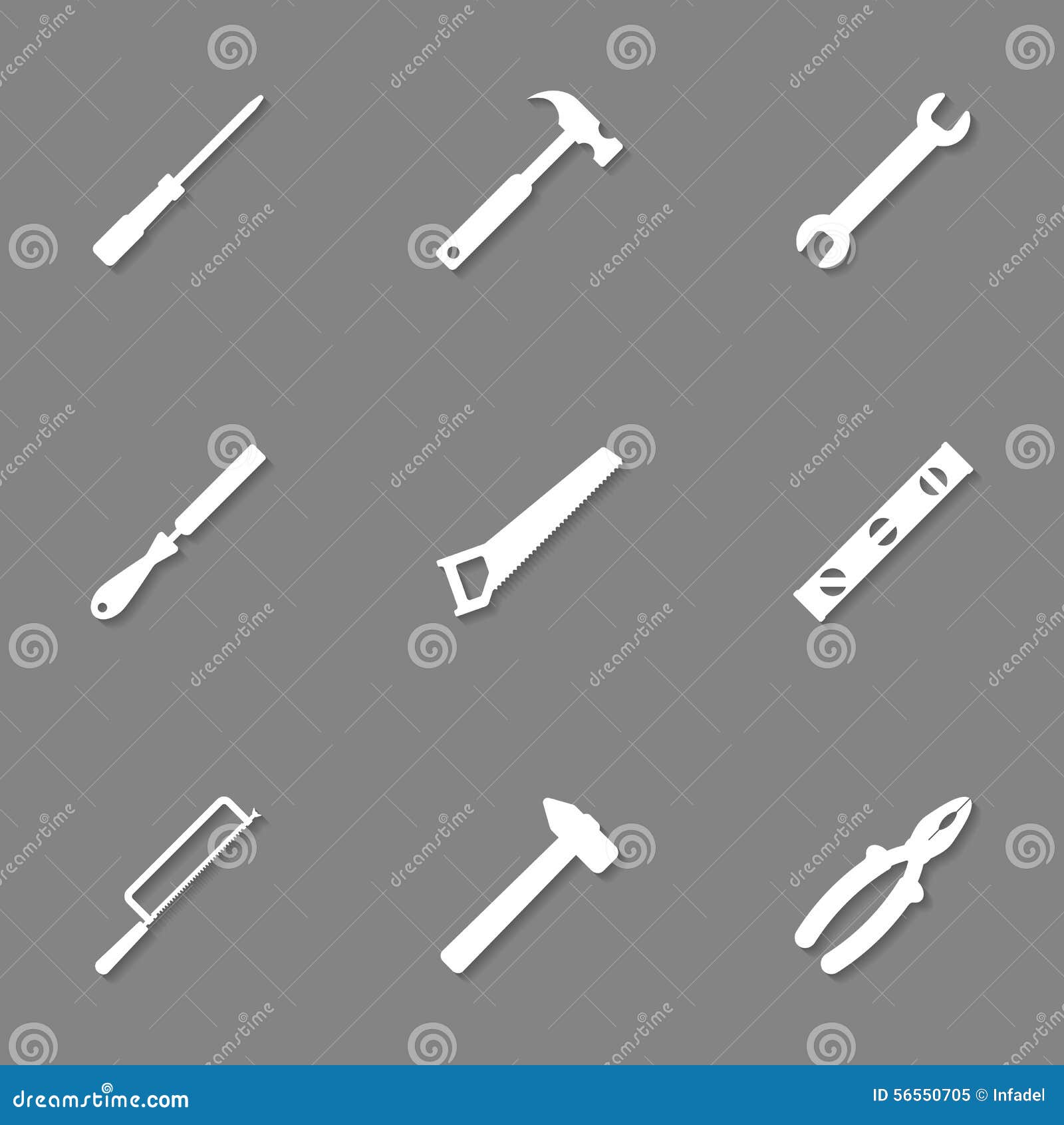 Set of White Tools with Shadow Stock Vector - Illustration of icon ...