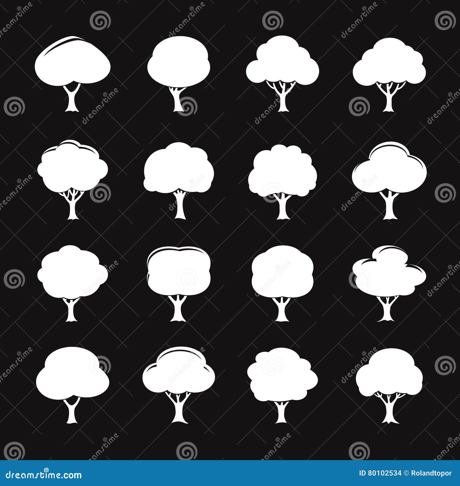 Set of White Tree Icon. Vector Illustration. Stock Vector ...
