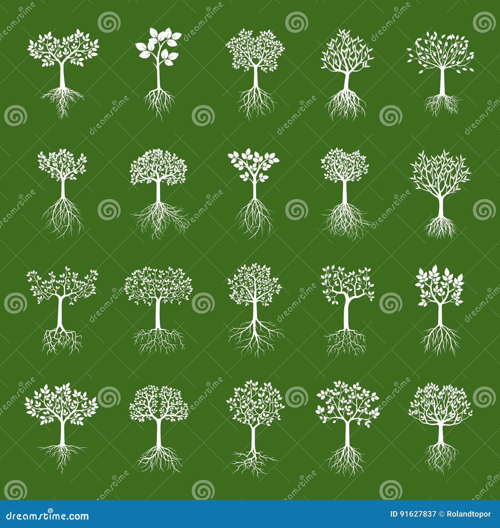 Set of White Trees. Vector Illustration. Stock Illustration ...