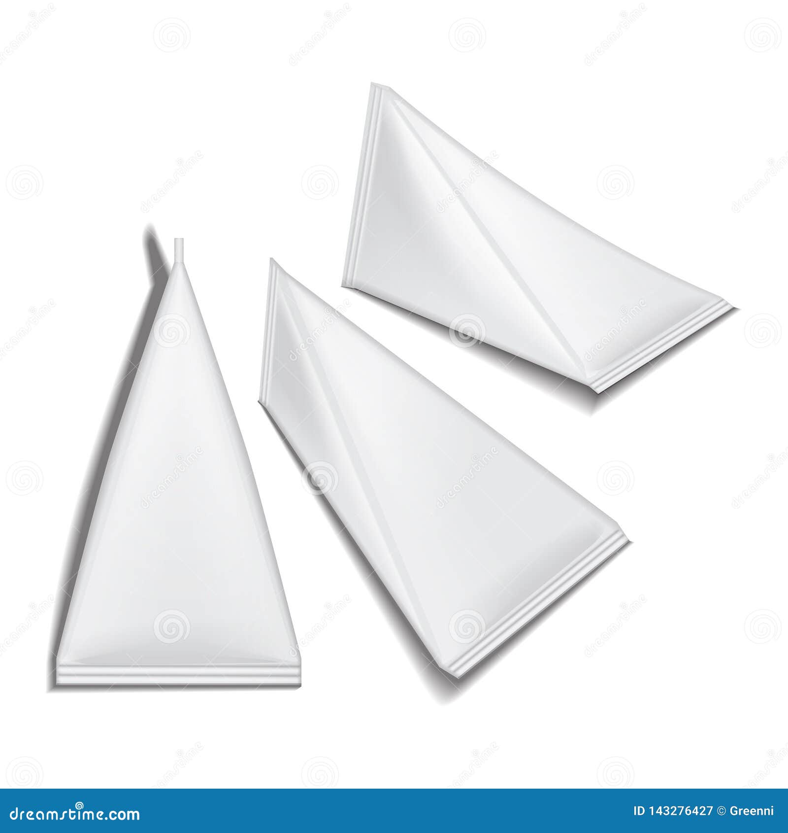 Set of White Triangular Packet Carton Set Juice or Milk Pack. White ...