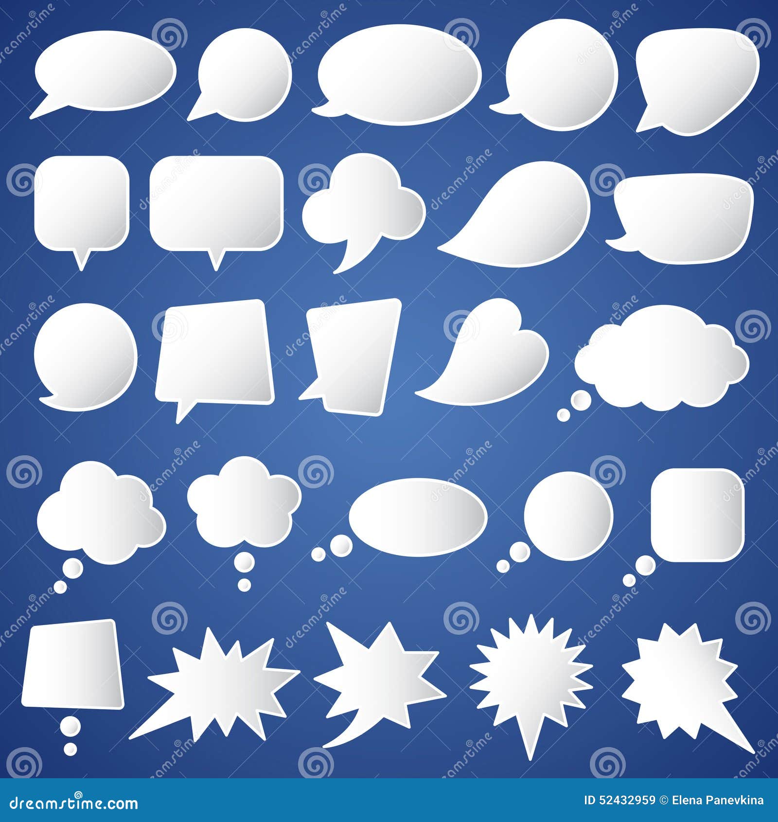 Set of White Vector Speech Bubbles. Stock Vector - Illustration of ...