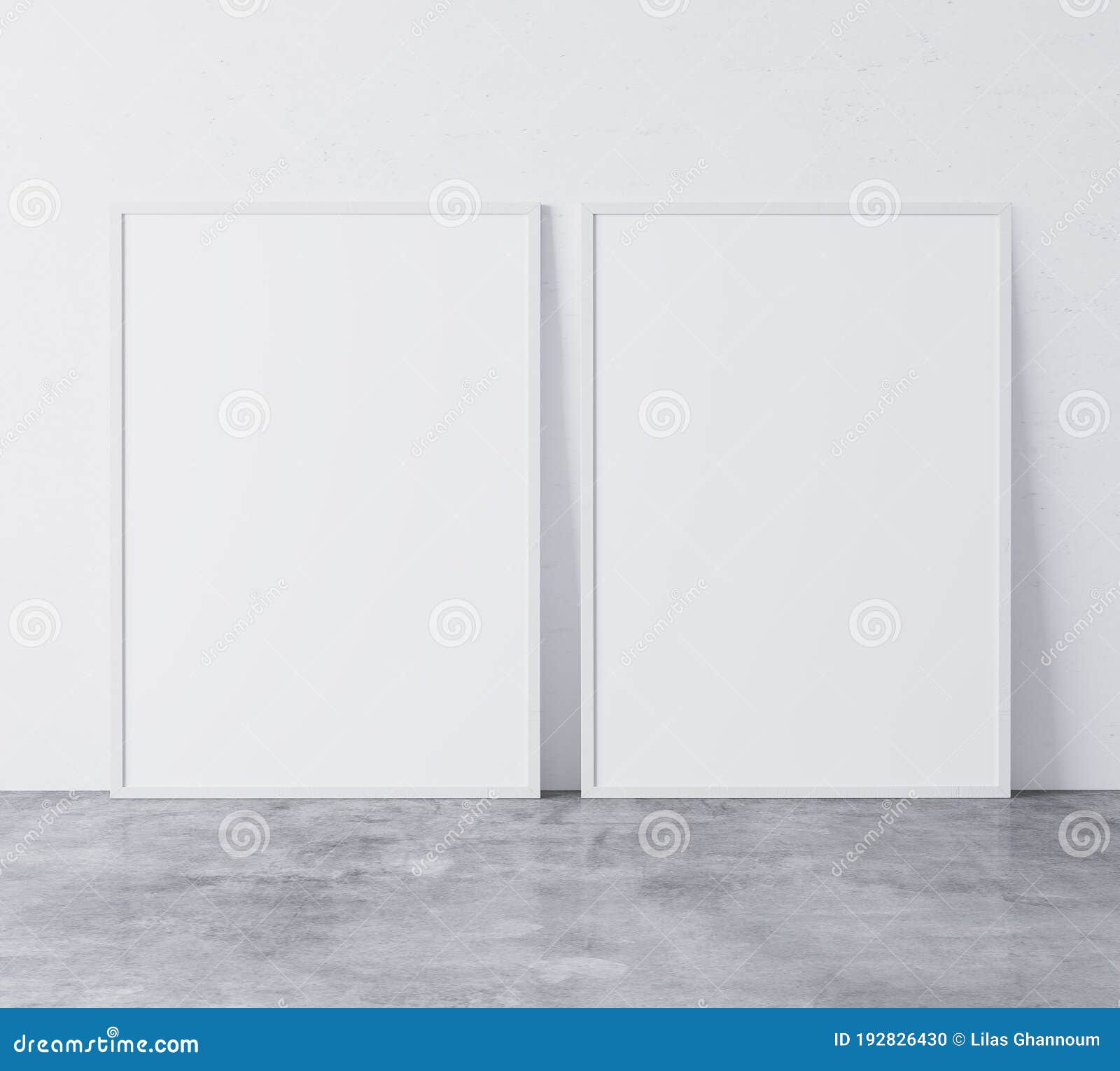 Set of 2 White Vertical Modern Frames A3, A4, Frame Mock Up on White ...