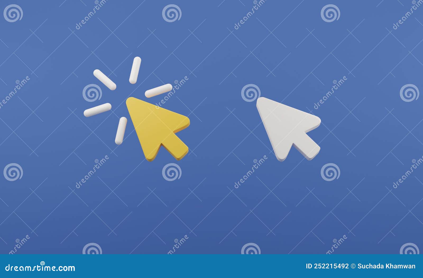 Set White and Yellow Arrow Pointer 3d Rendering Illustration Icon ...