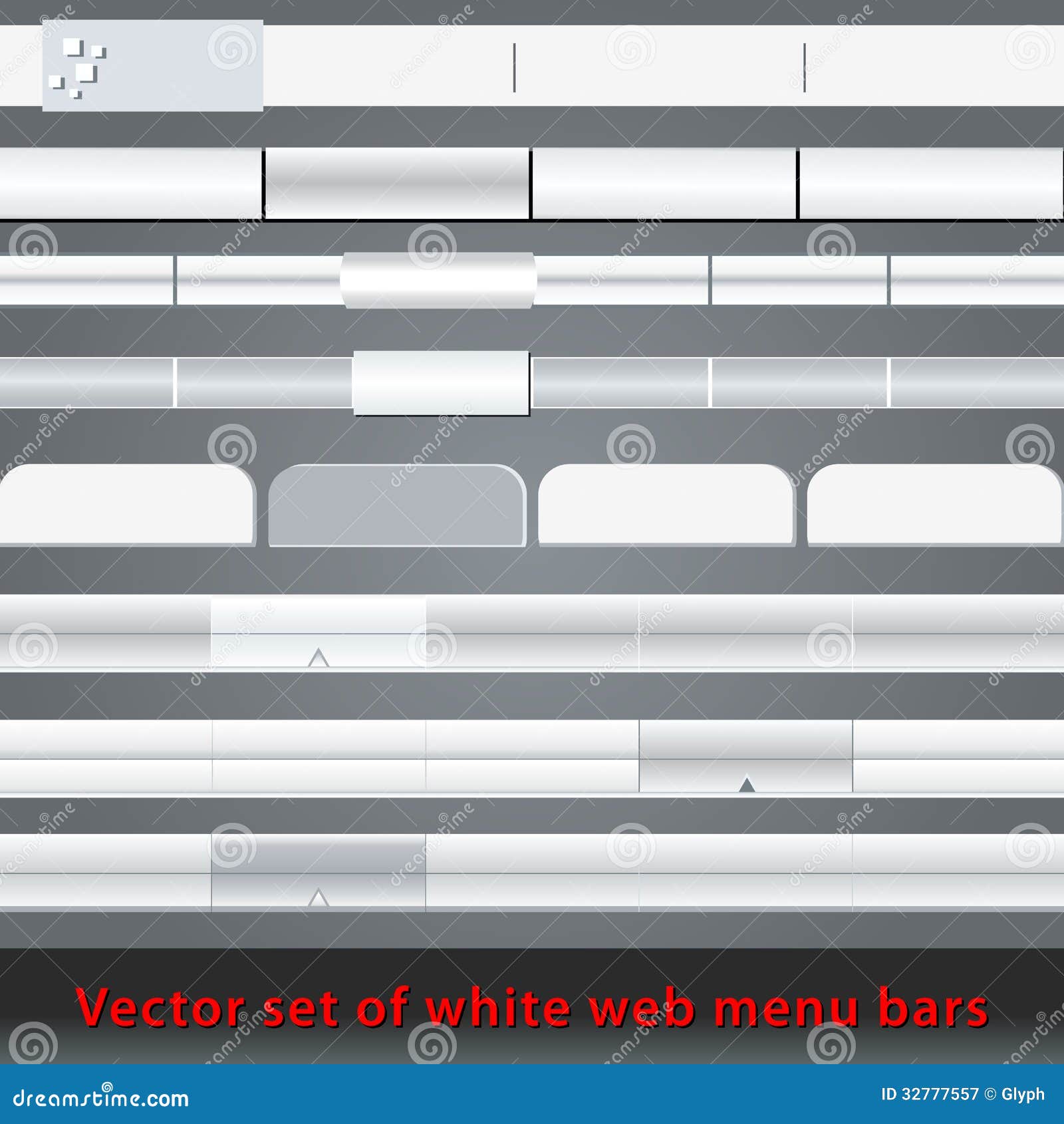 Set of White Web Menu Bars and Buttons Stock Vector - Illustration of ...