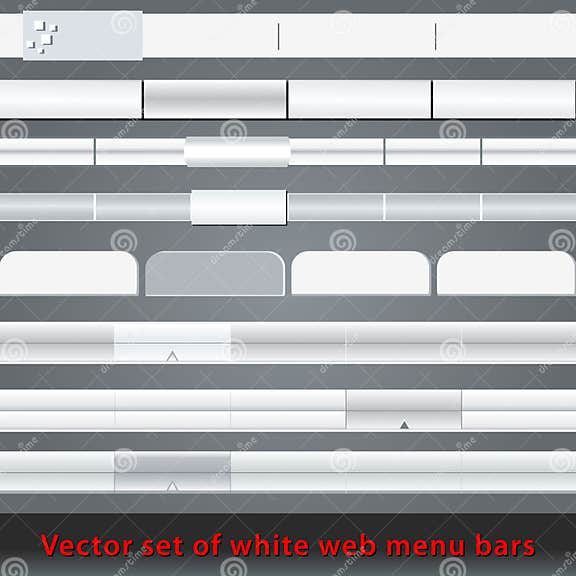 Set of White Web Menu Bars and Buttons Stock Vector - Illustration of ...