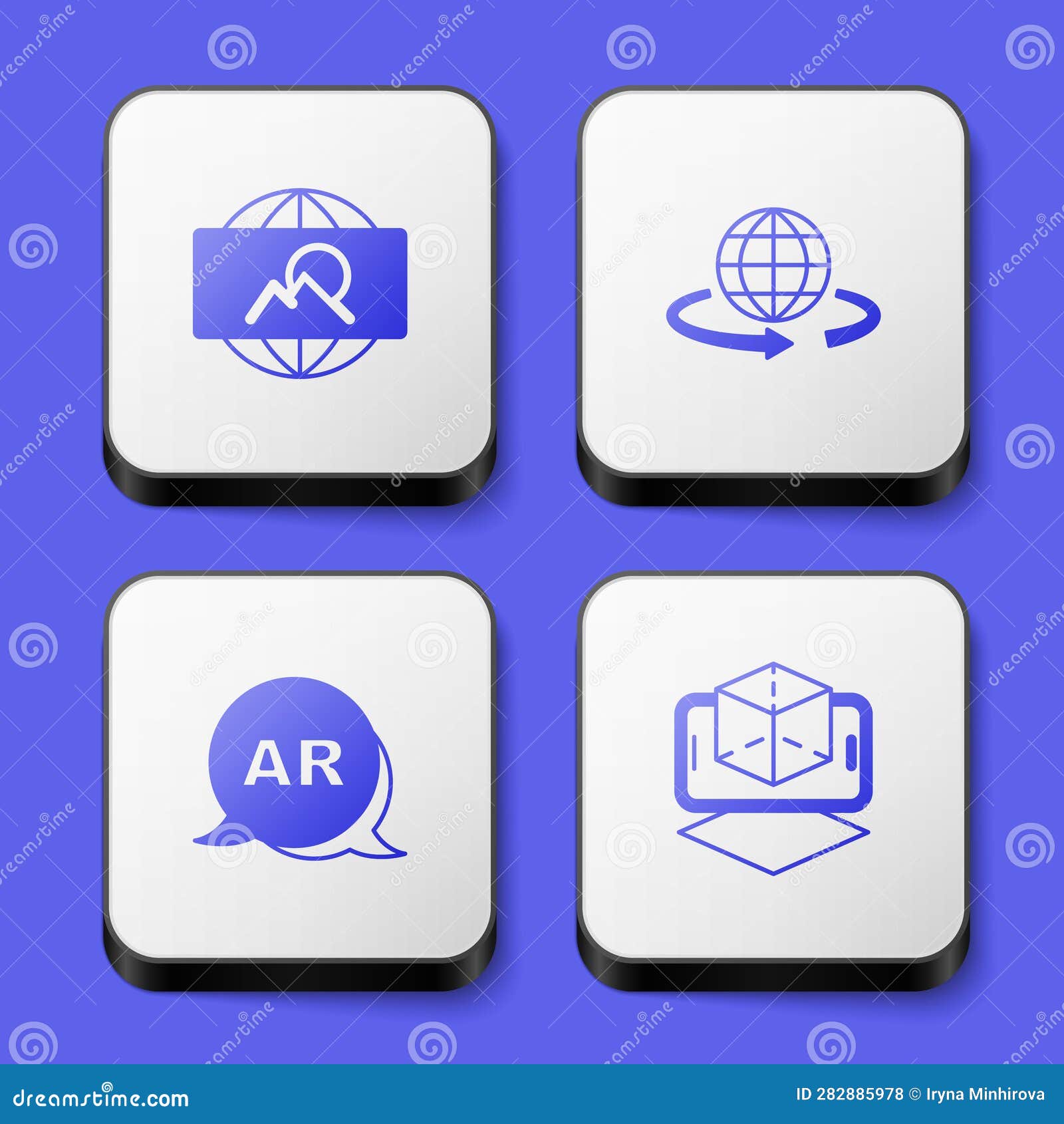 Set Wide Angle Picture, 3d Modeling, Augmented Reality AR and Icon ...