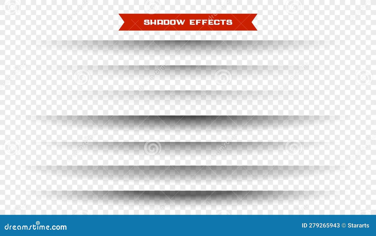 Set of Wide Linear Shadow on Transparent Background Design Stock Vector ...