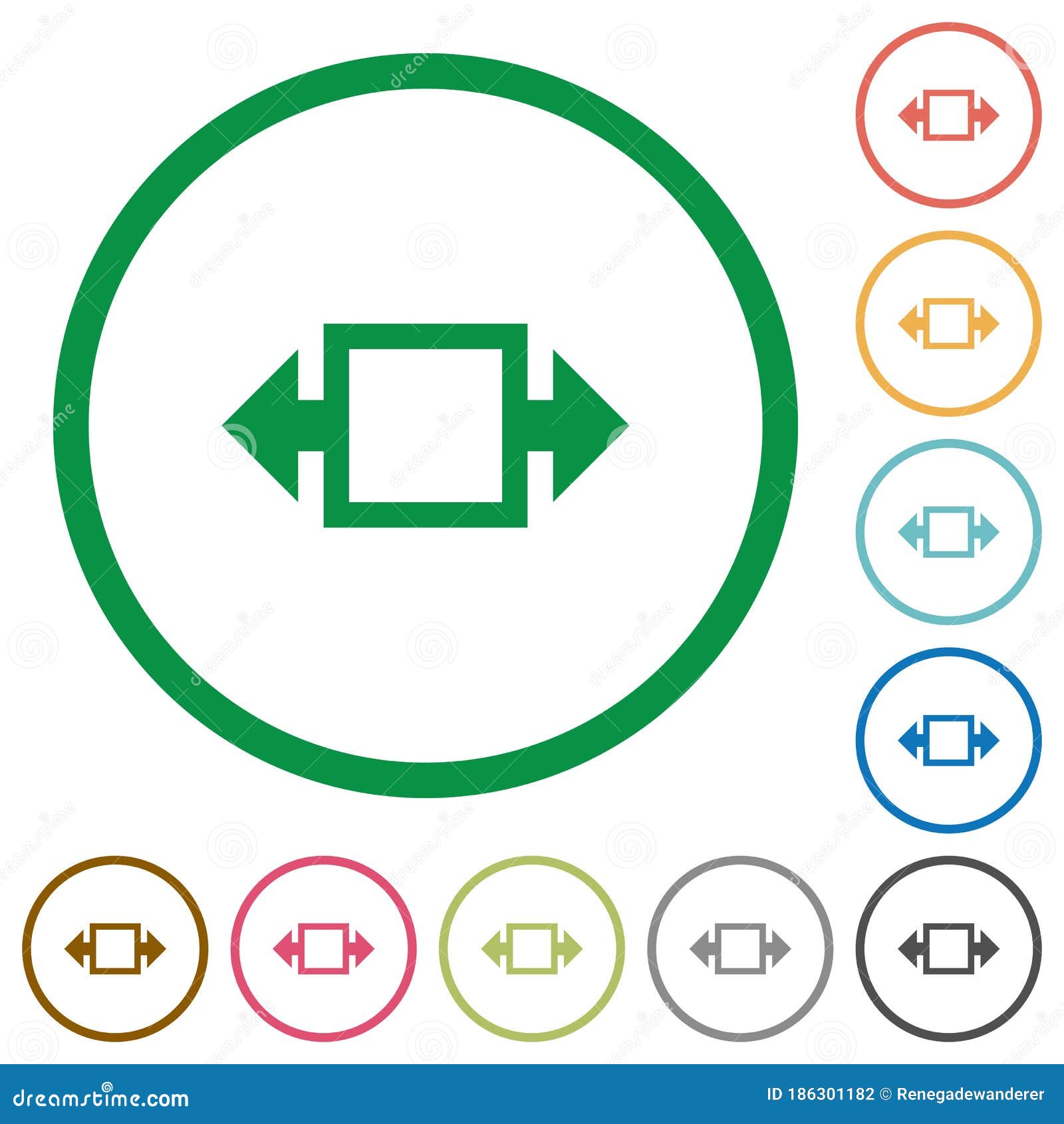 Width Tool Outlined Flat Icons Stock Vector - Illustration of green ...