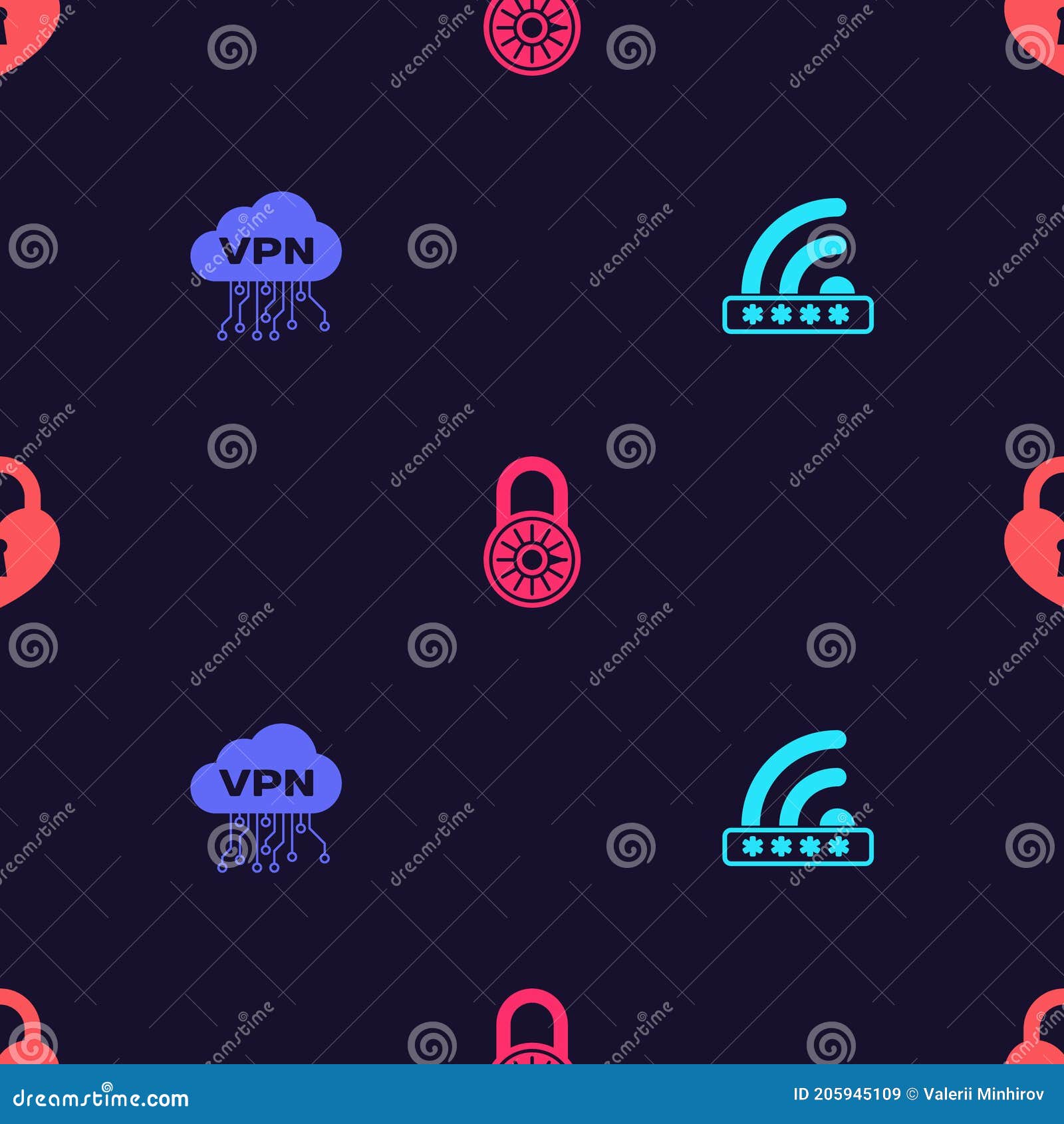 Set Wifi Locked, Cloud VPN Interface, Safe Combination Wheel and Castle ...