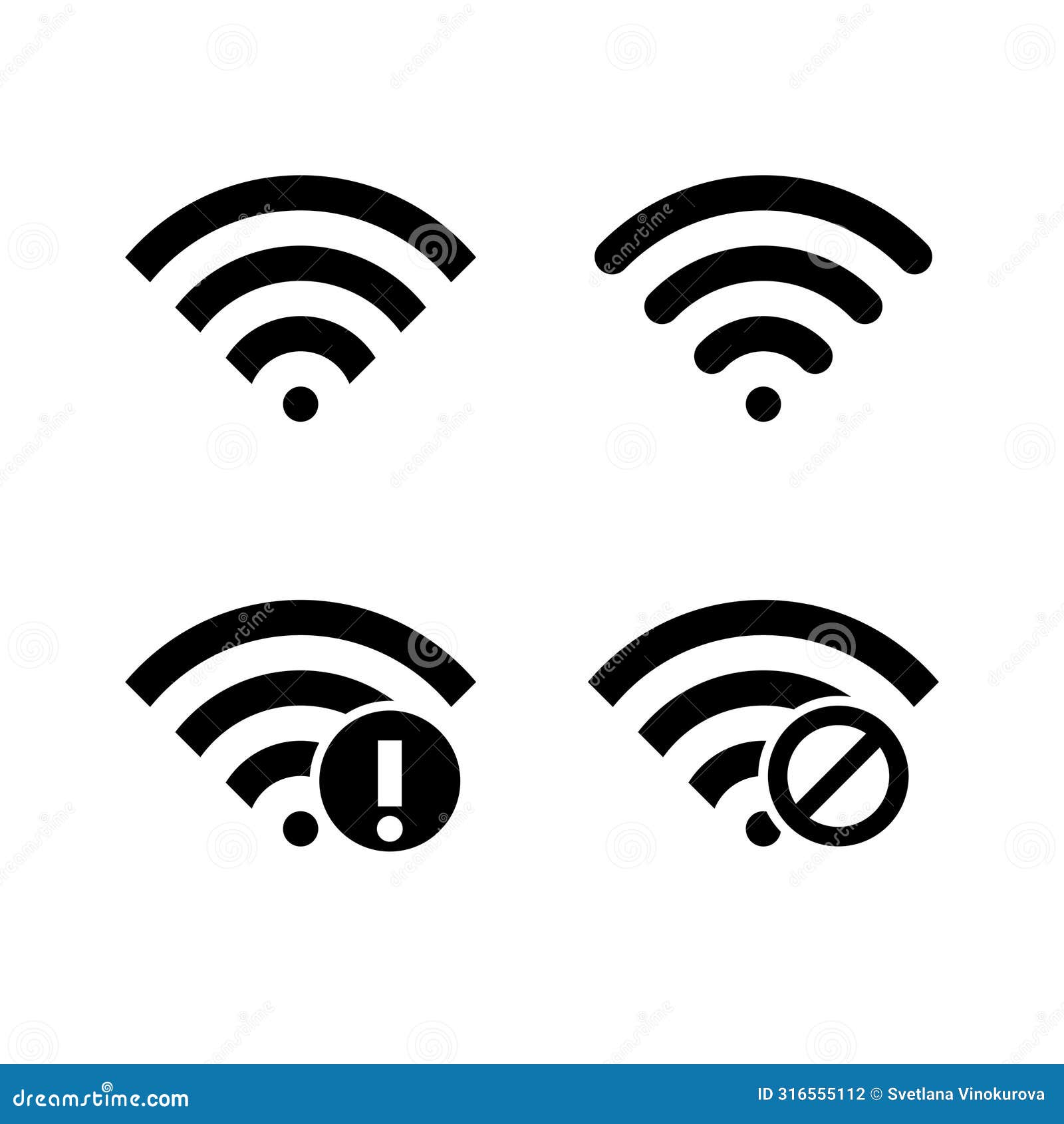 Set of WiFi Symbols, Flat Style, Vector Illustration. Stock Vector ...