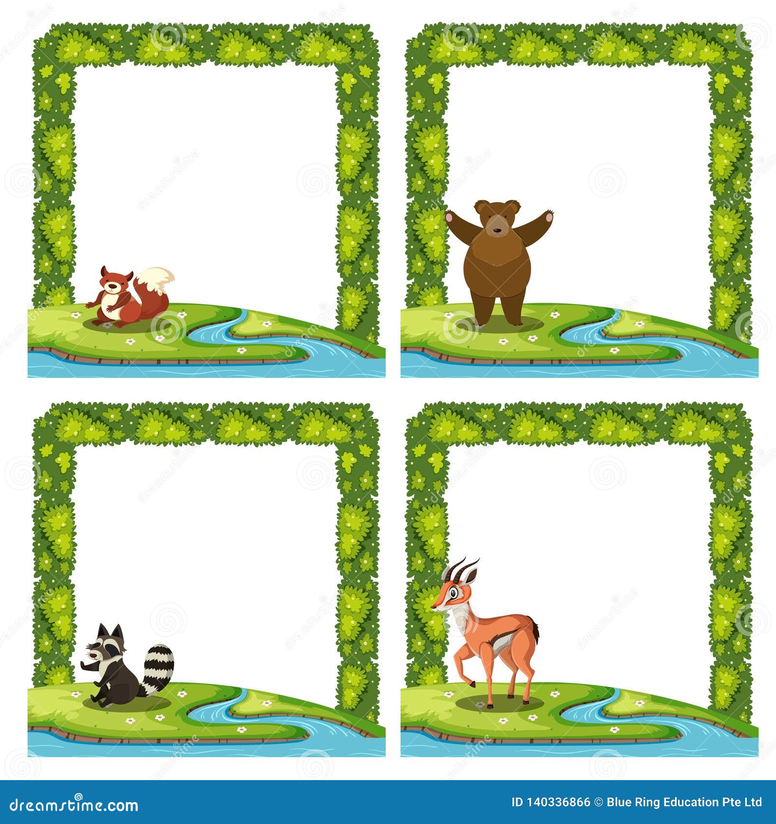 Set of wild animal frame stock vector. Illustration of vintage - 140336866