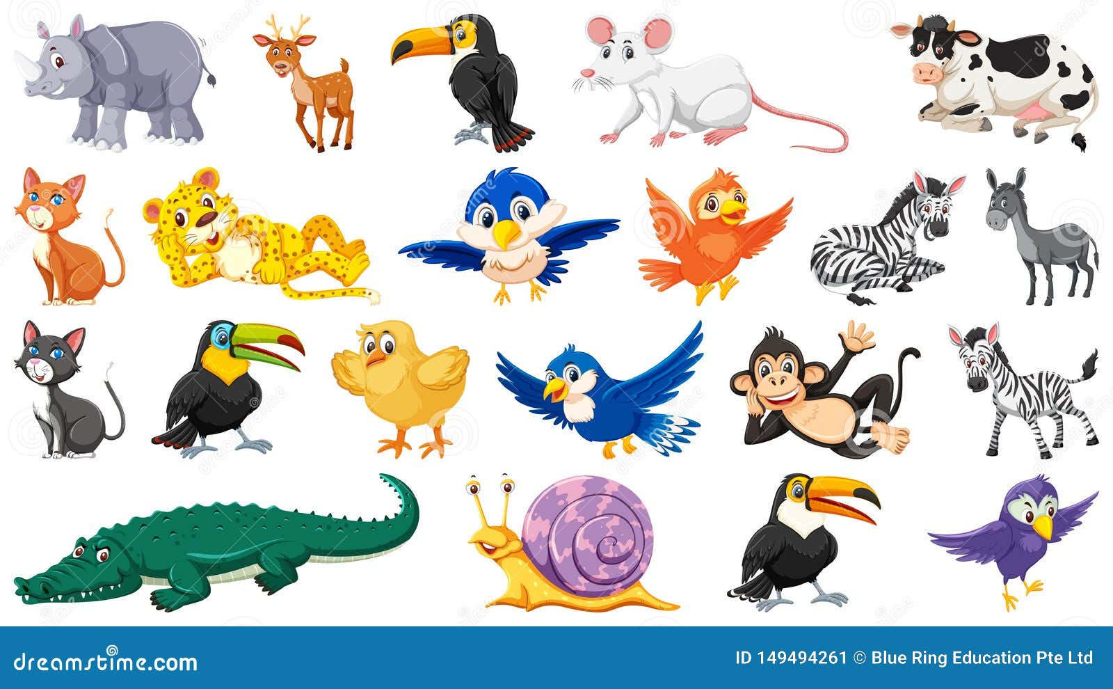 Set of wild animal stock vector. Illustration of isolated - 149494261