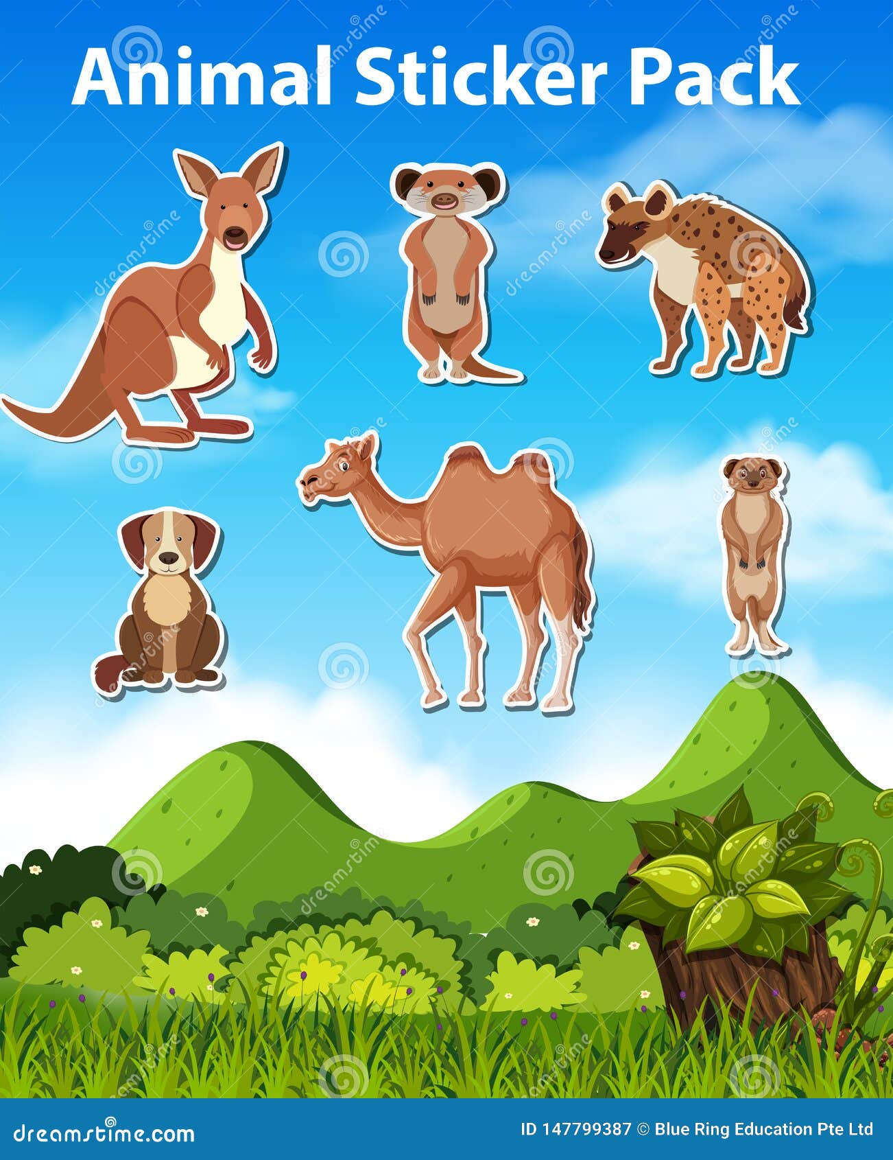 Set of wild animal sticker stock vector. Illustration of camel - 147799387